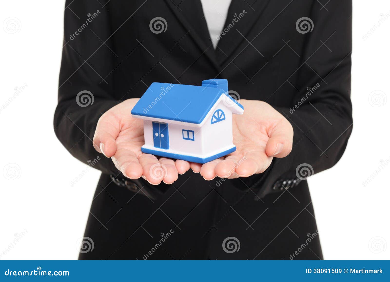 Real Estate Agent Showing New House in Mini Size Stock Image - Image of ...