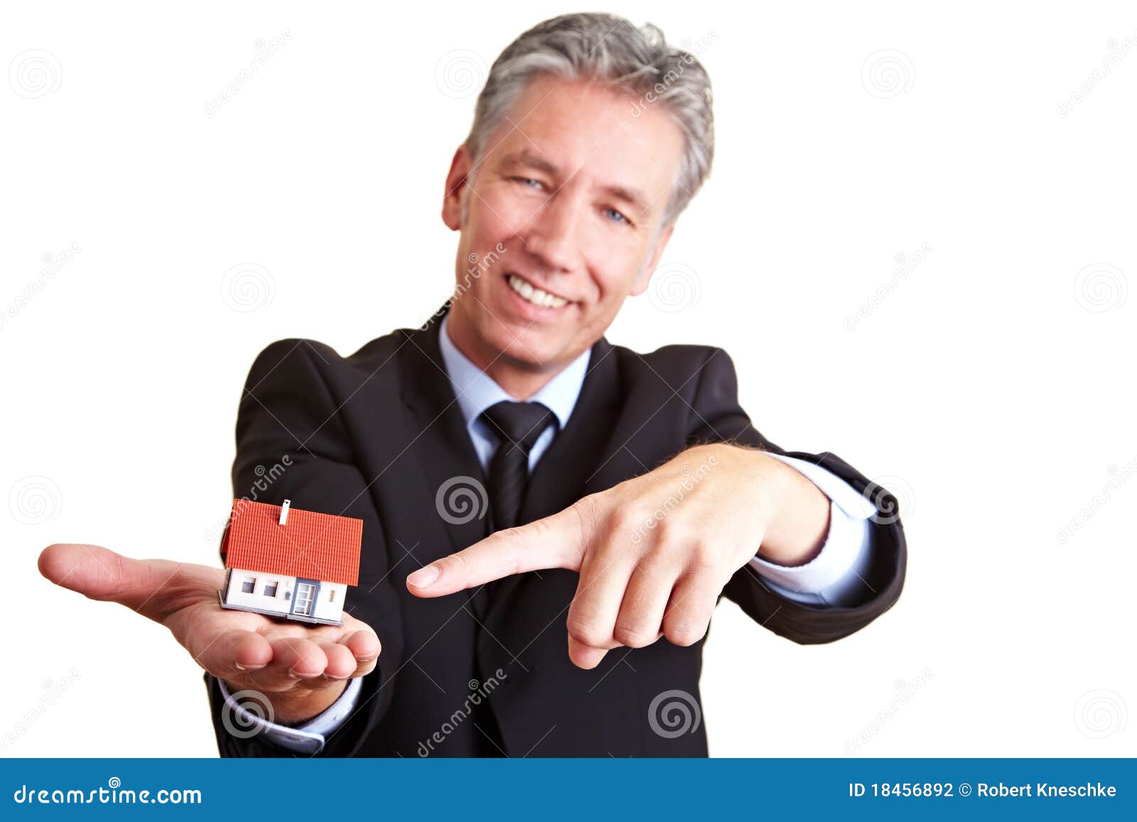 Real Estate Broker Offering House Stock Photo - Image of head, building ...