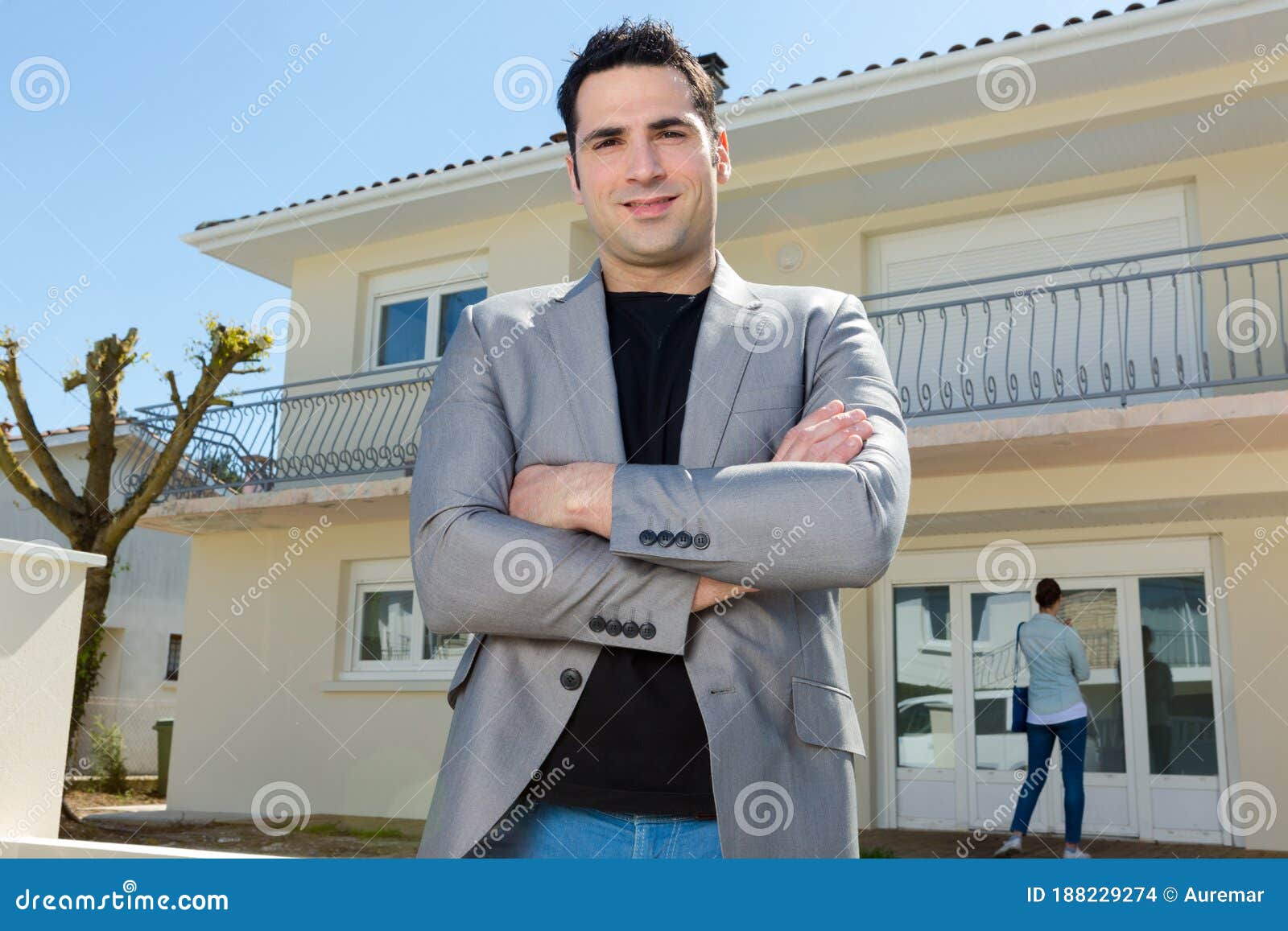 Real Estate Broker Posing Outside House Stock Photo - Image of ...