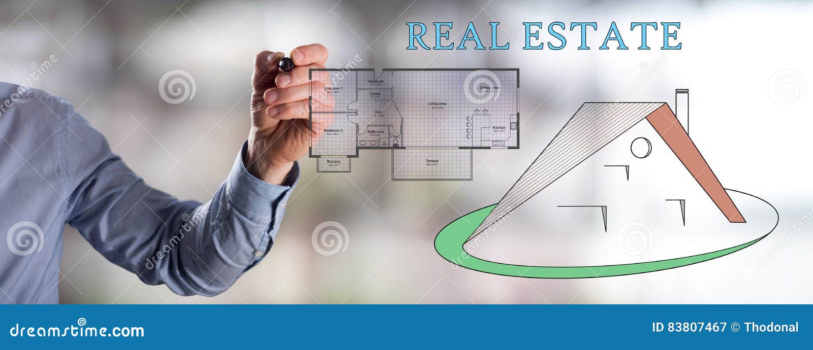 Real Estate Concept Drawn by a Man Stock Image - Image of drawing ...