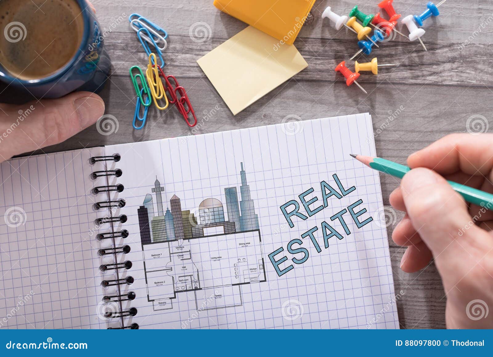 Real Estate Concept on a Notepad Stock Photo - Image of structure ...