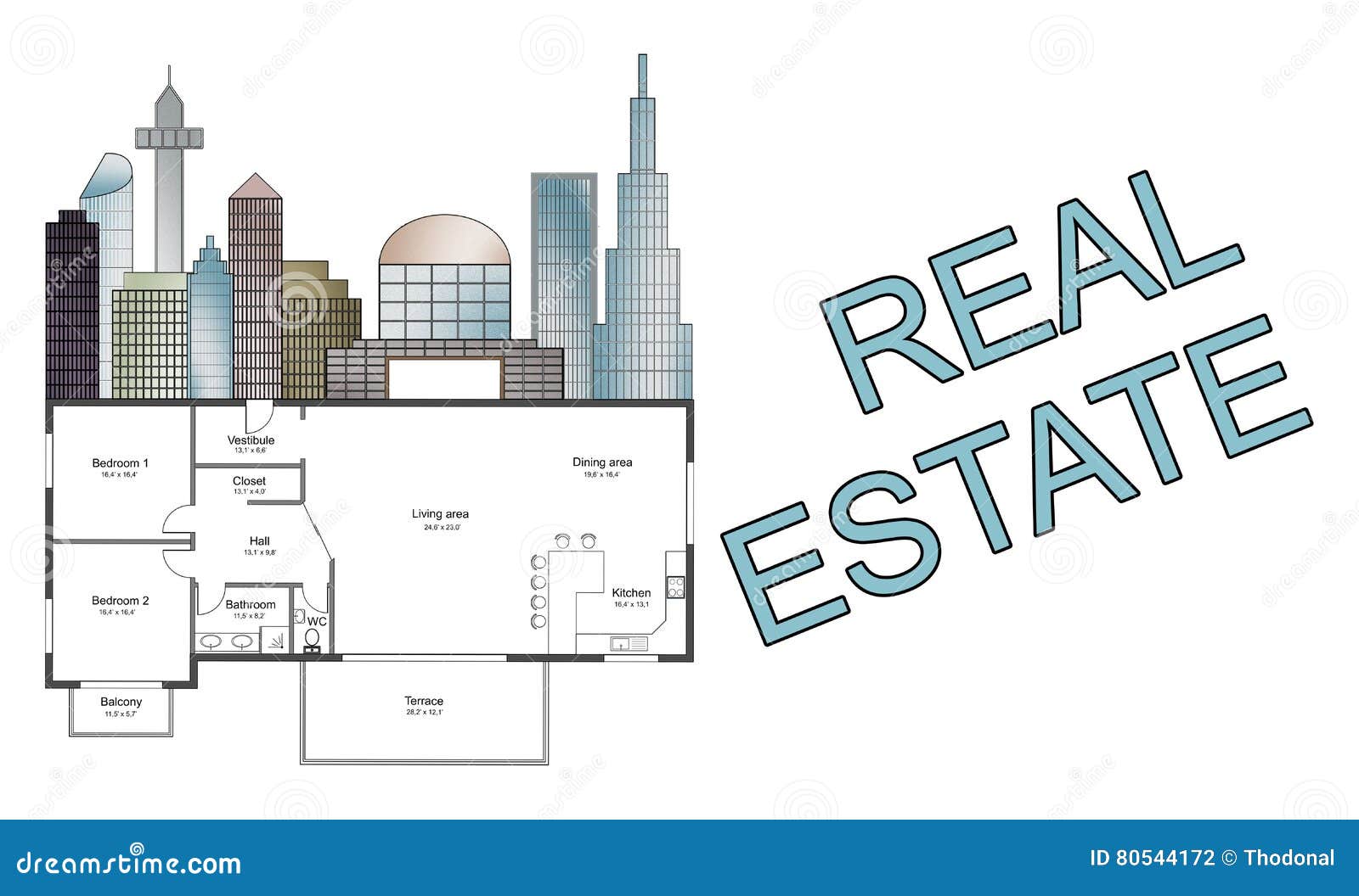 Real Estate Concept on White Background Stock Illustration ...