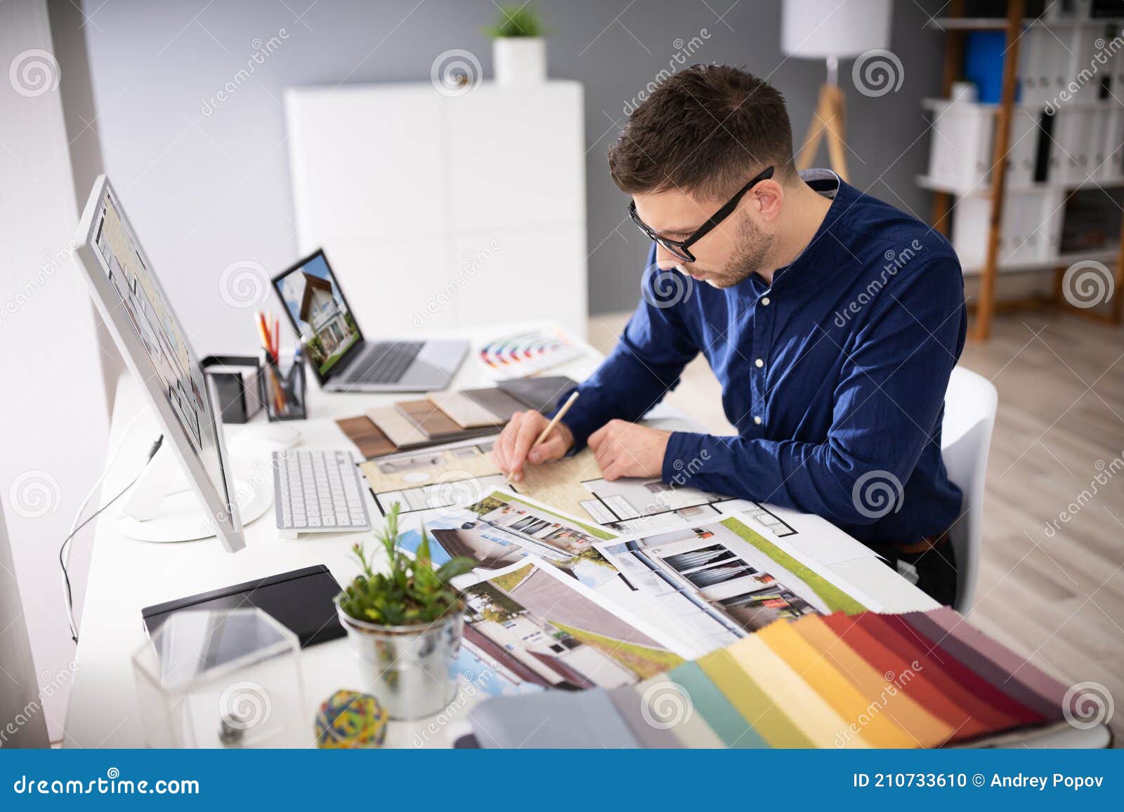 Real Estate Designer Working on Computer Stock Photo - Image of ...