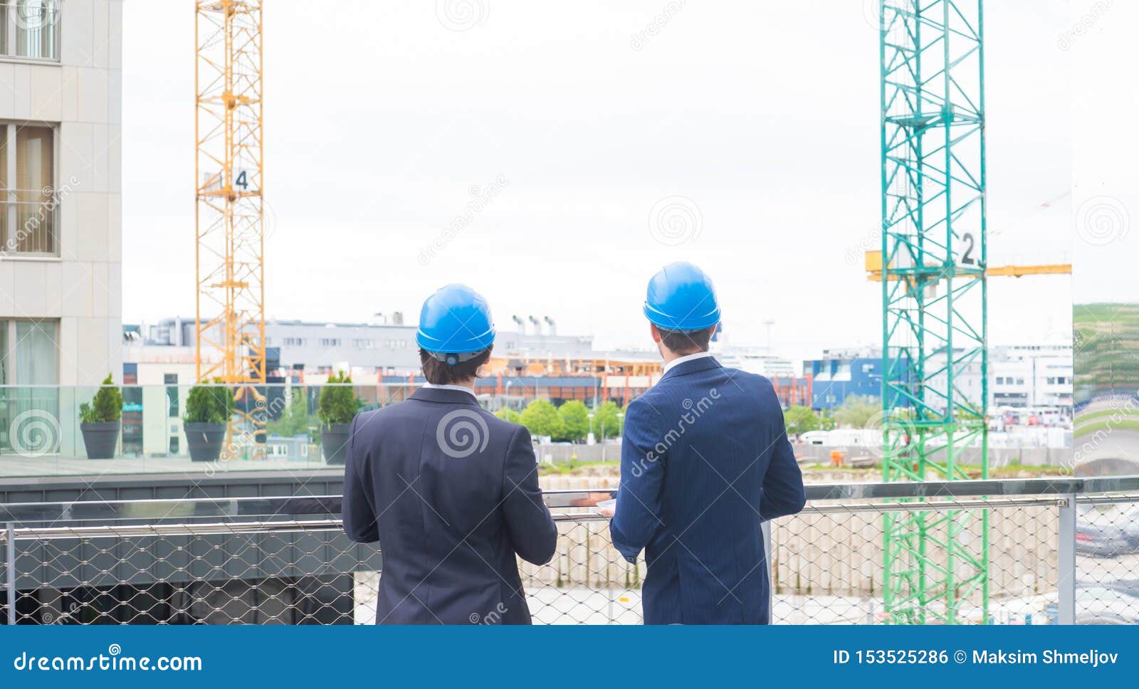 Real Estate Developers in Helmets. New Office Construction Stock Photo ...