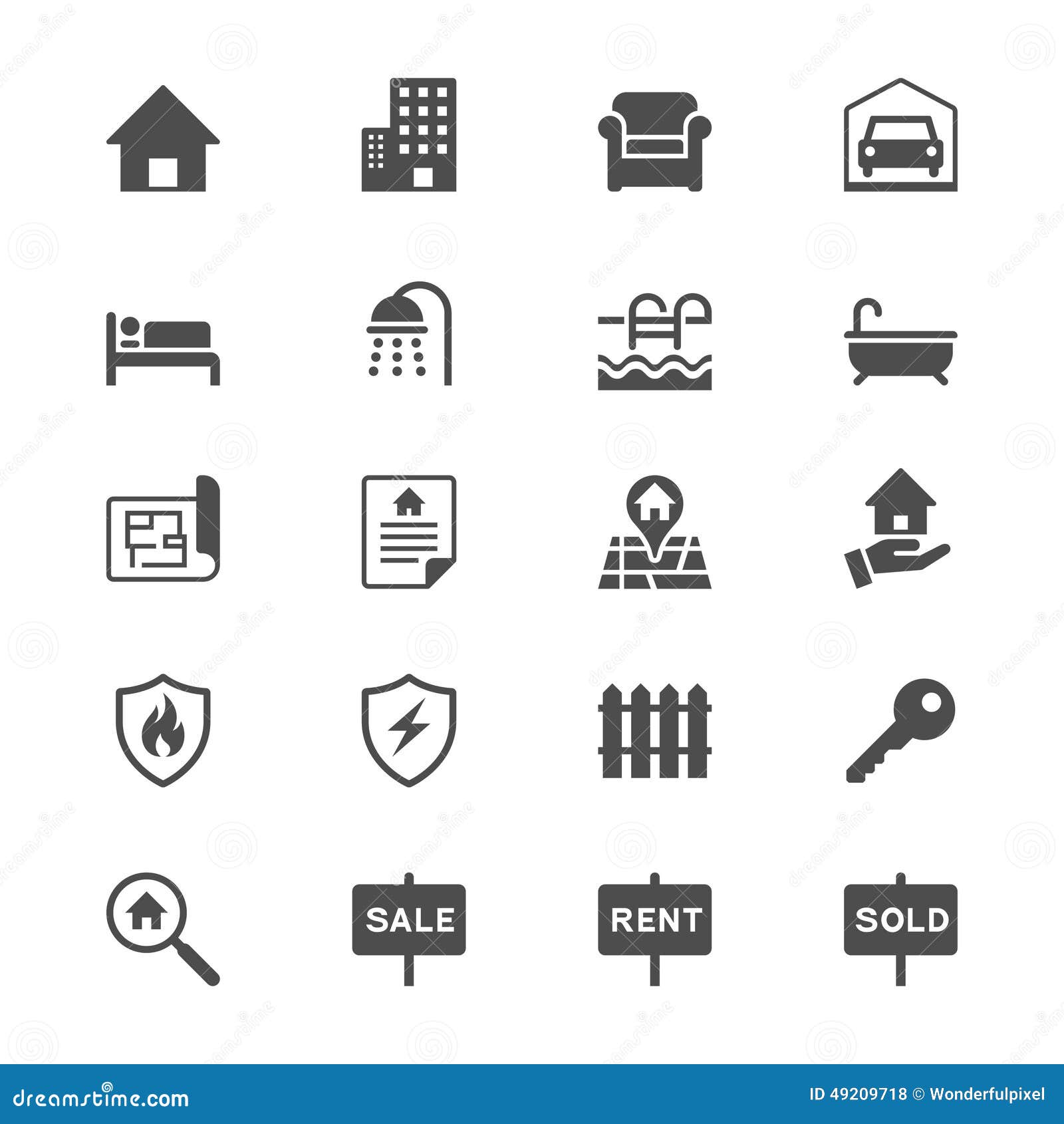 Real estate flat icons stock vector. Illustration of rent - 49209718