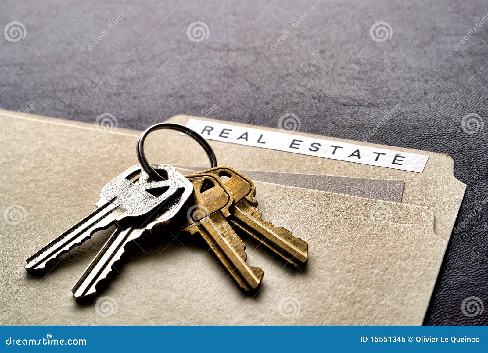 Real Estate Folder and Set of House Keys on Desk Stock Photo - Image of ...