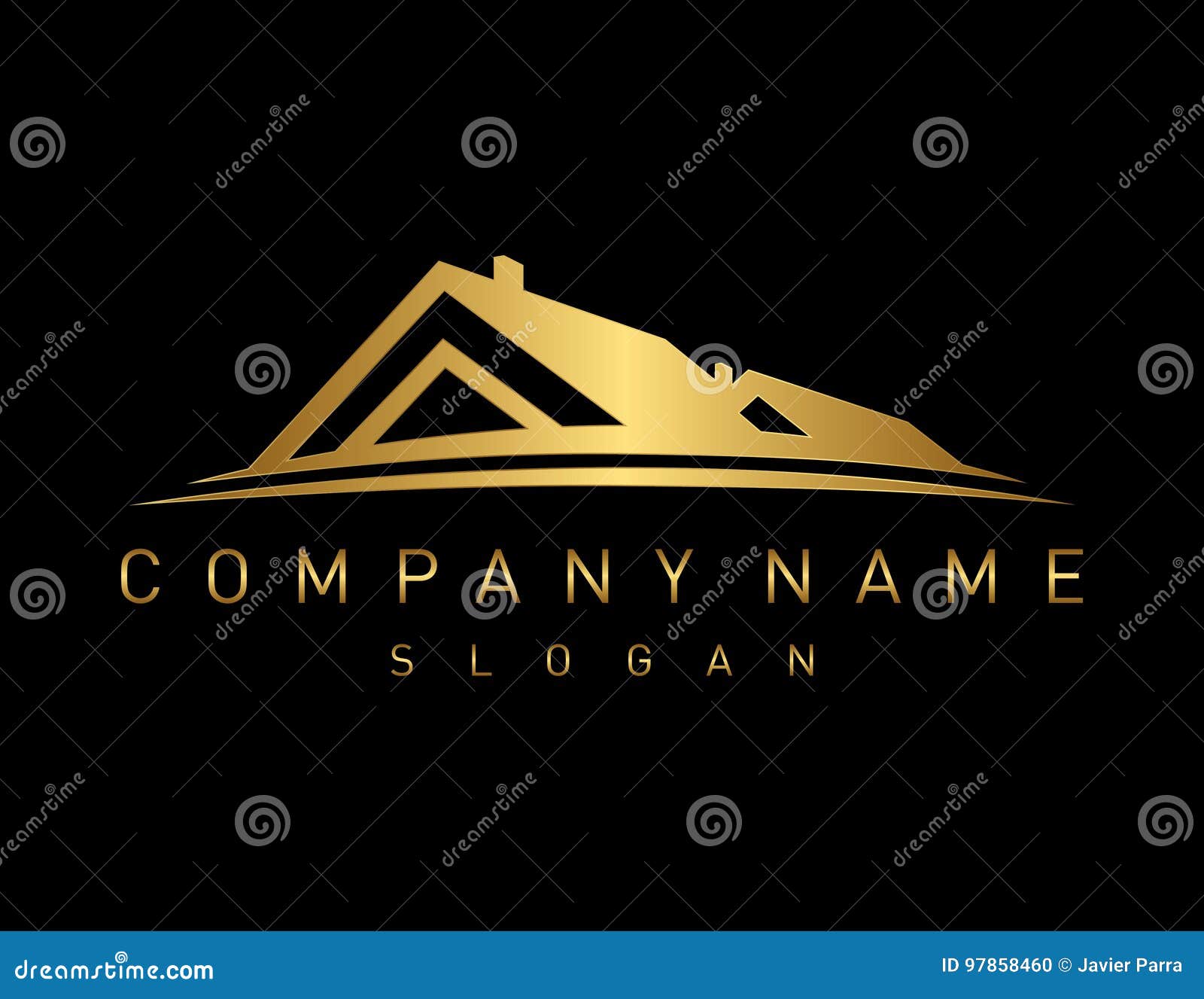 Real estate gold logo stock illustration. Illustration of logos - 97858460