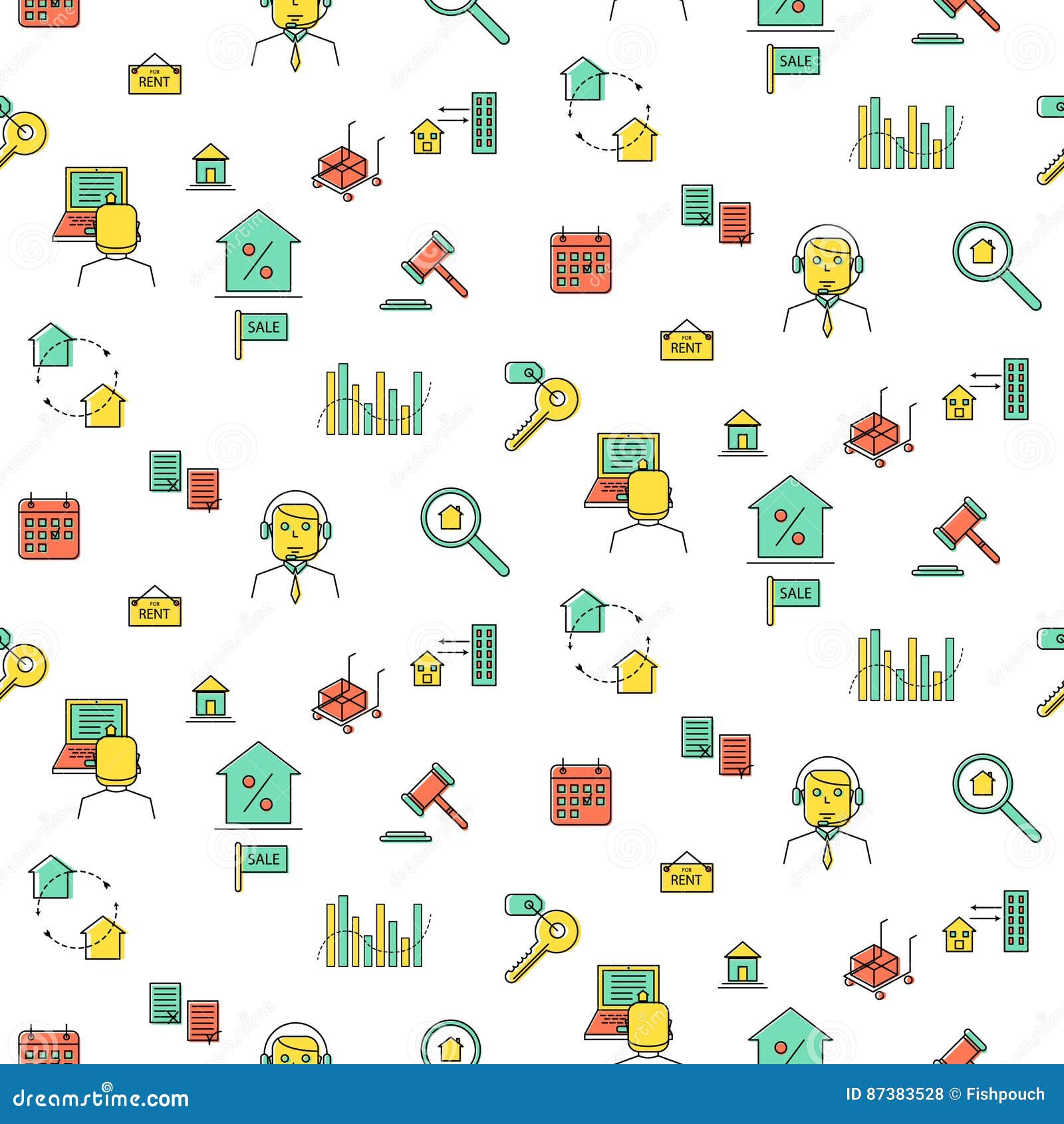 Real Estate Icon Seamless Pattern. Stock Vector - Illustration of ...