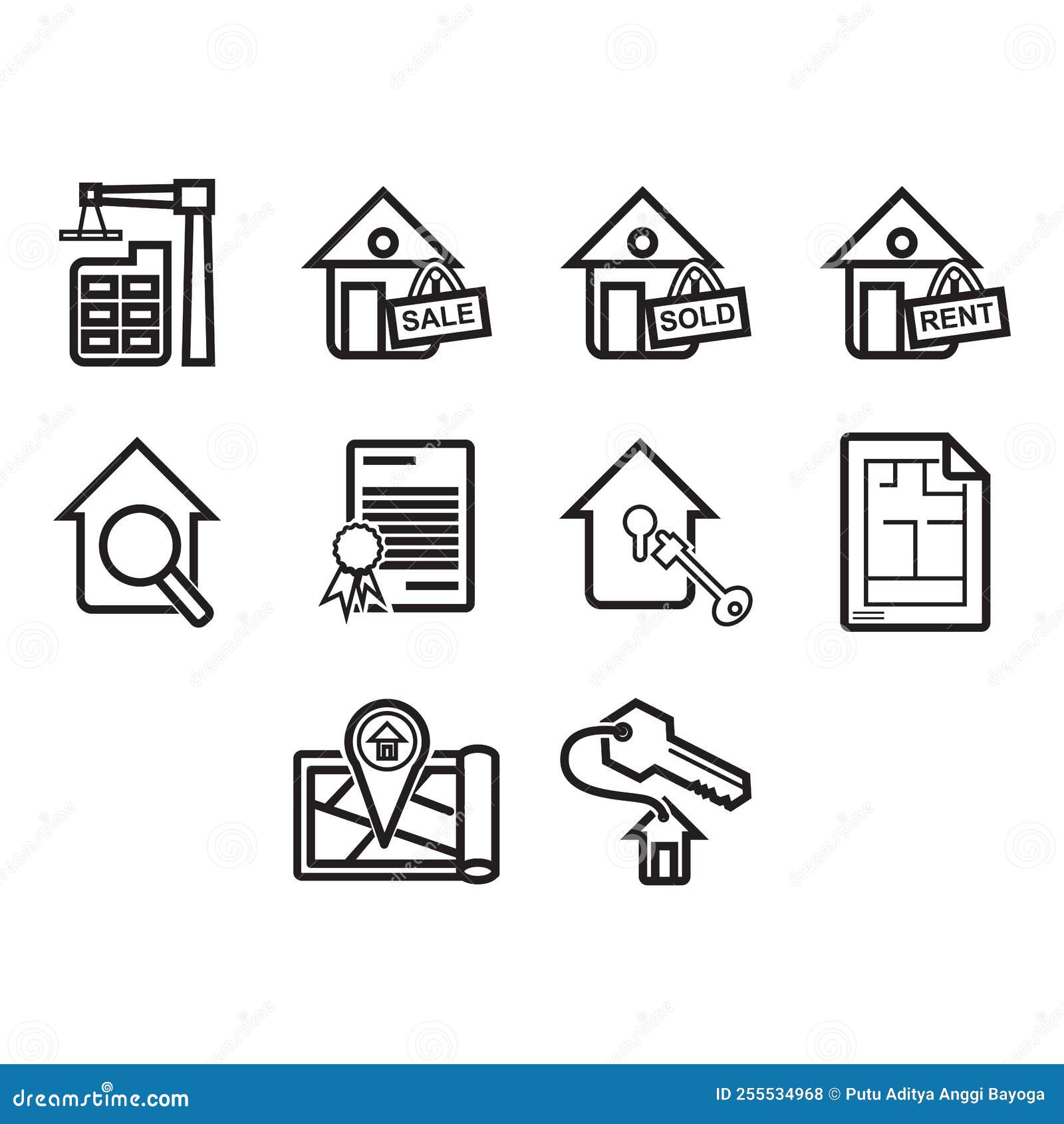 Real estate icon set stock vector. Illustration of design - 255534968