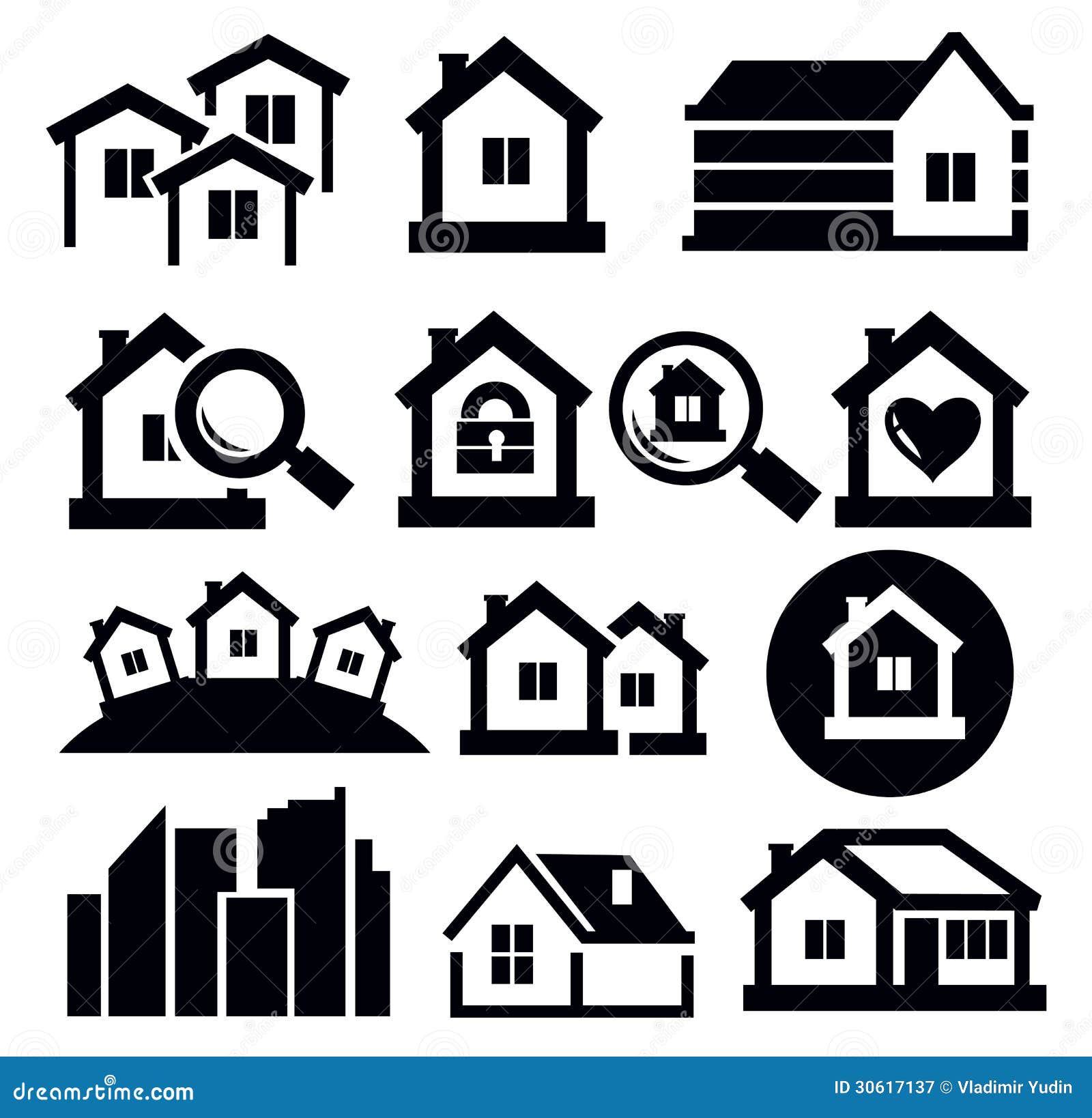 Real estate icon set stock vector. Illustration of black - 30617137