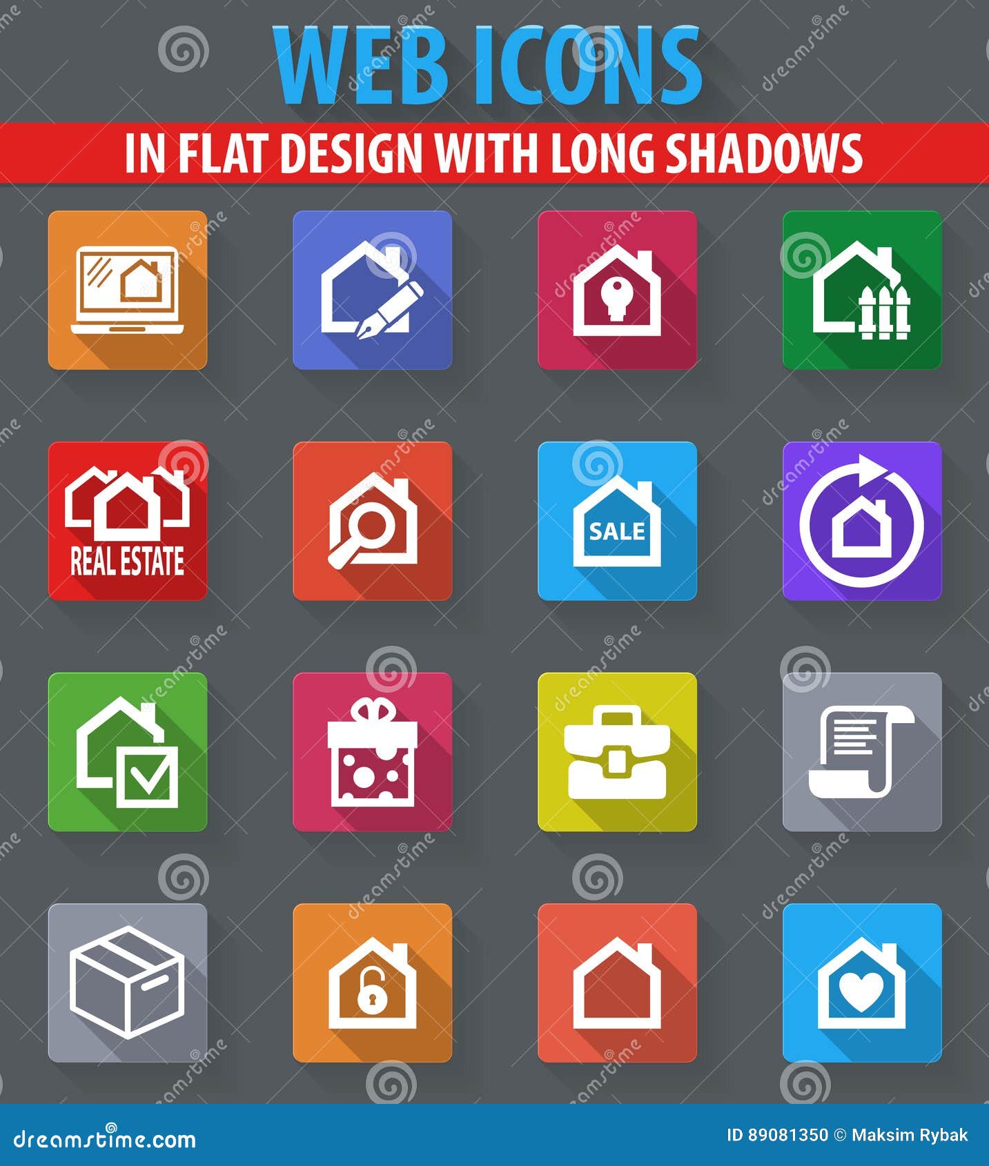 Real estate icons set stock vector. Illustration of residential - 89081350
