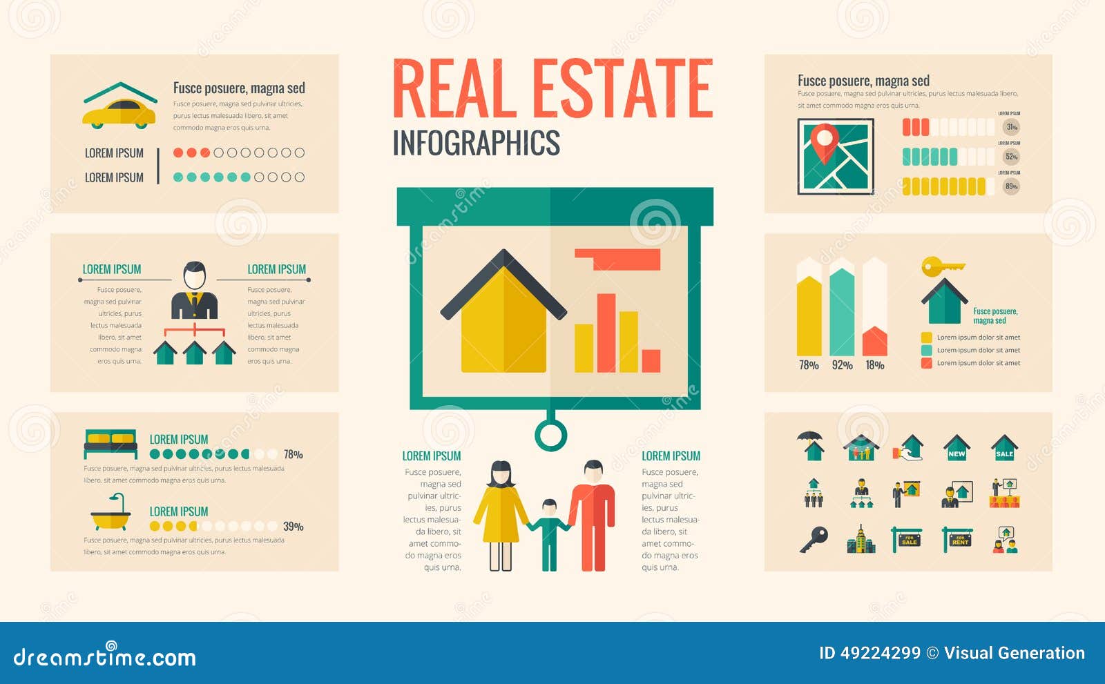 Real Estate Infographic Elements. Stock Vector - Illustration of ...
