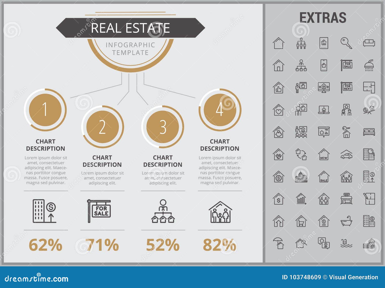 Real Estate Infographic Template, Elements, Icons. Stock Vector ...