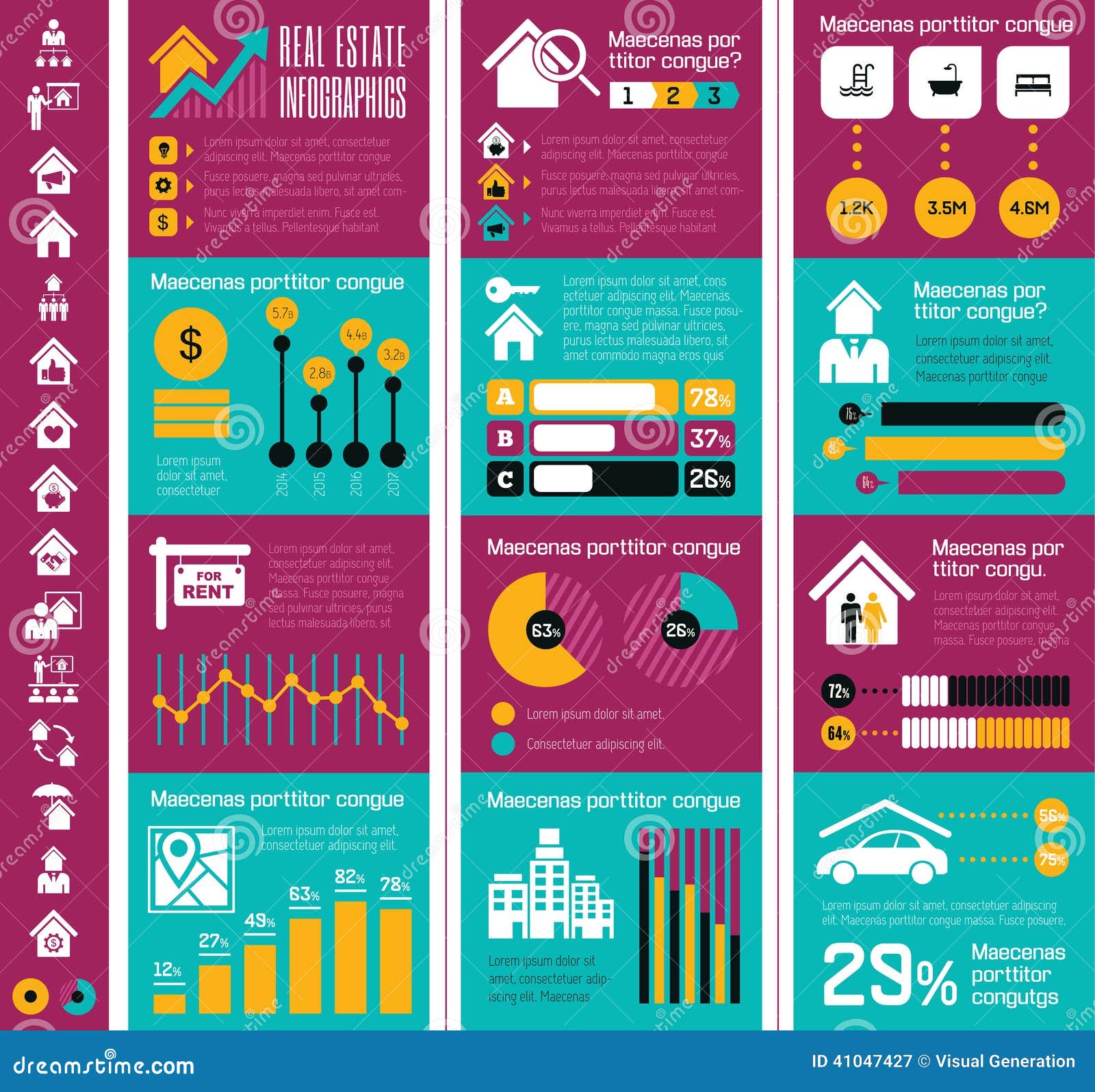 Real Estate Infographics. stock vector. Illustration of agent - 41047427
