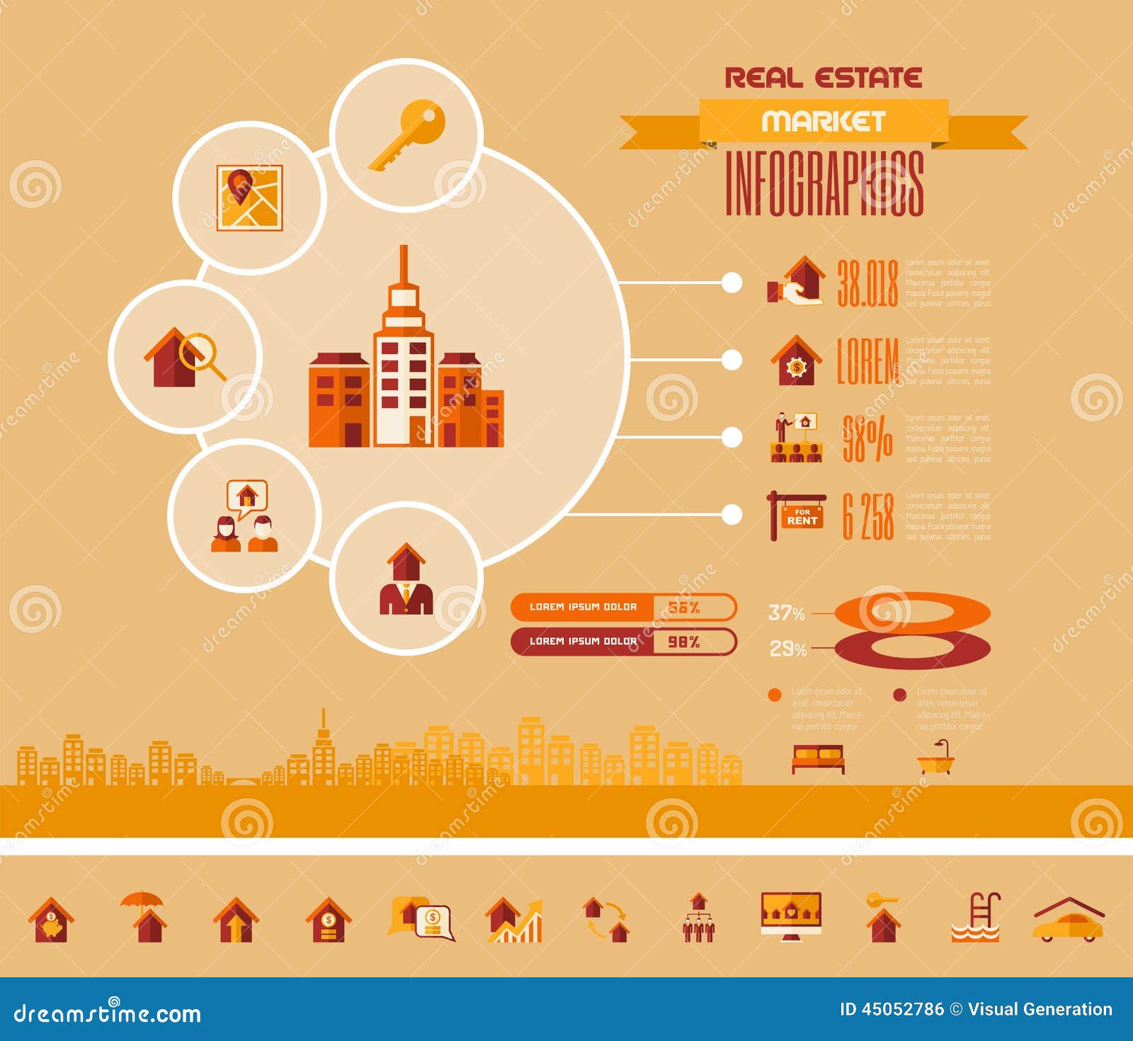 Real Estate Infographics. stock vector. Illustration of diagram - 45052786