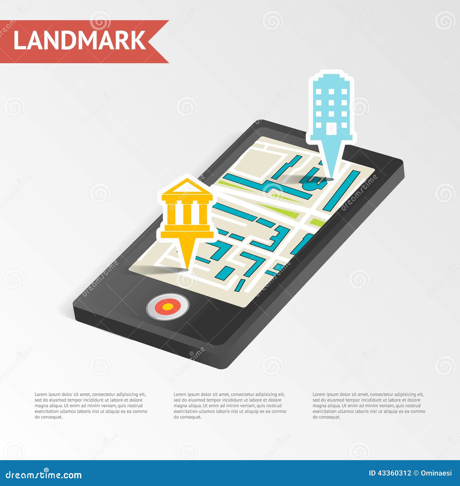 Real Estate Landmark Mobile Device Isometric Stock Vector ...