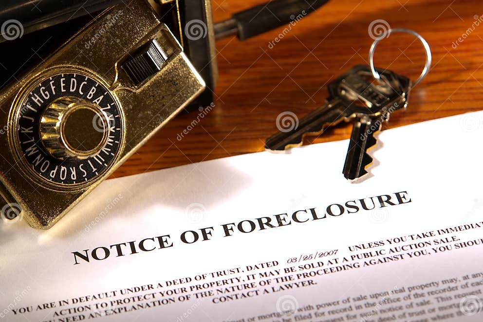 Real Estate Lender Foreclosure Notice and Lock Box Stock Image - Image ...