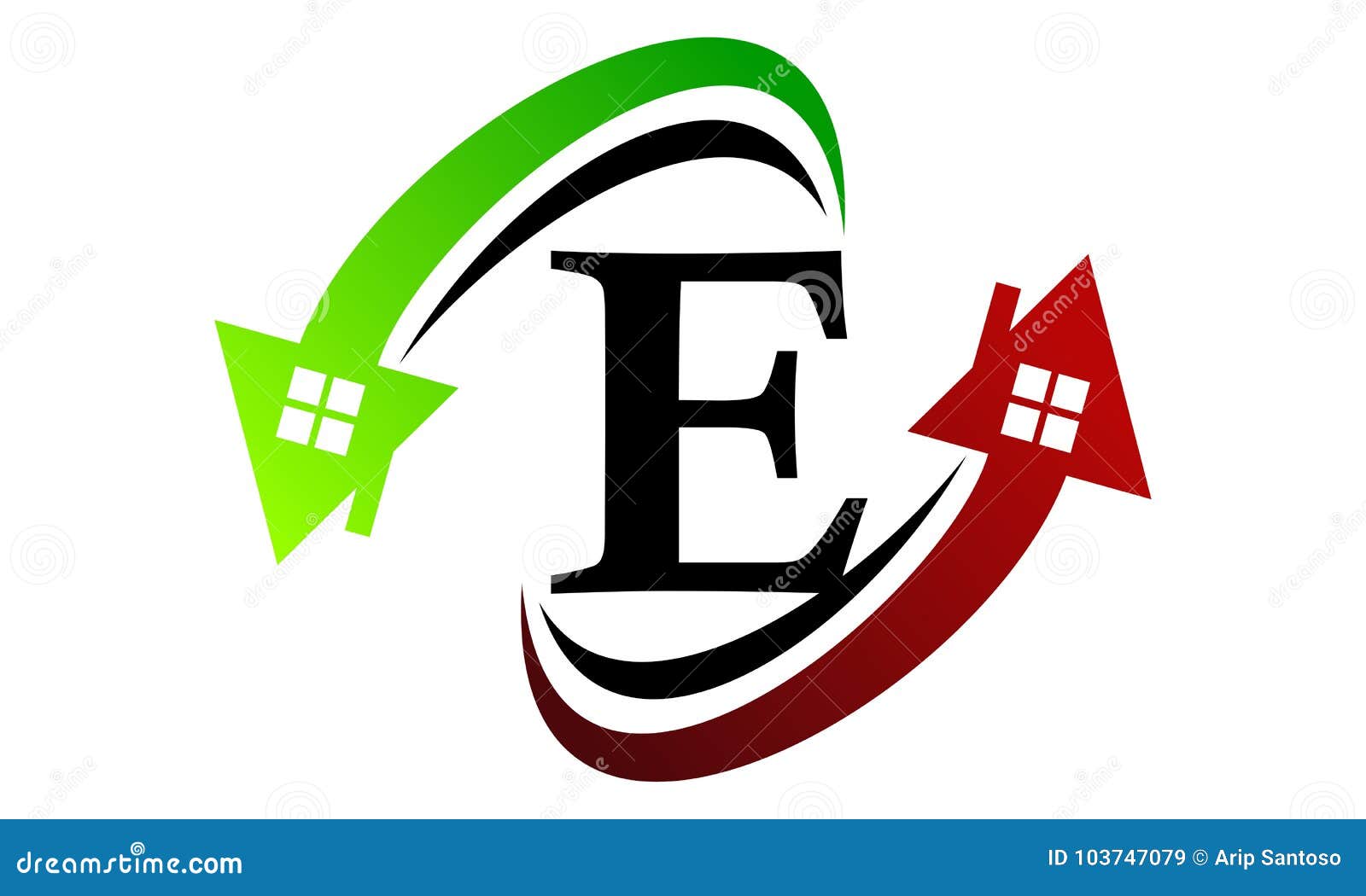 Real Estate letra E ilustración del vector. Ilustración de casa - 103747079