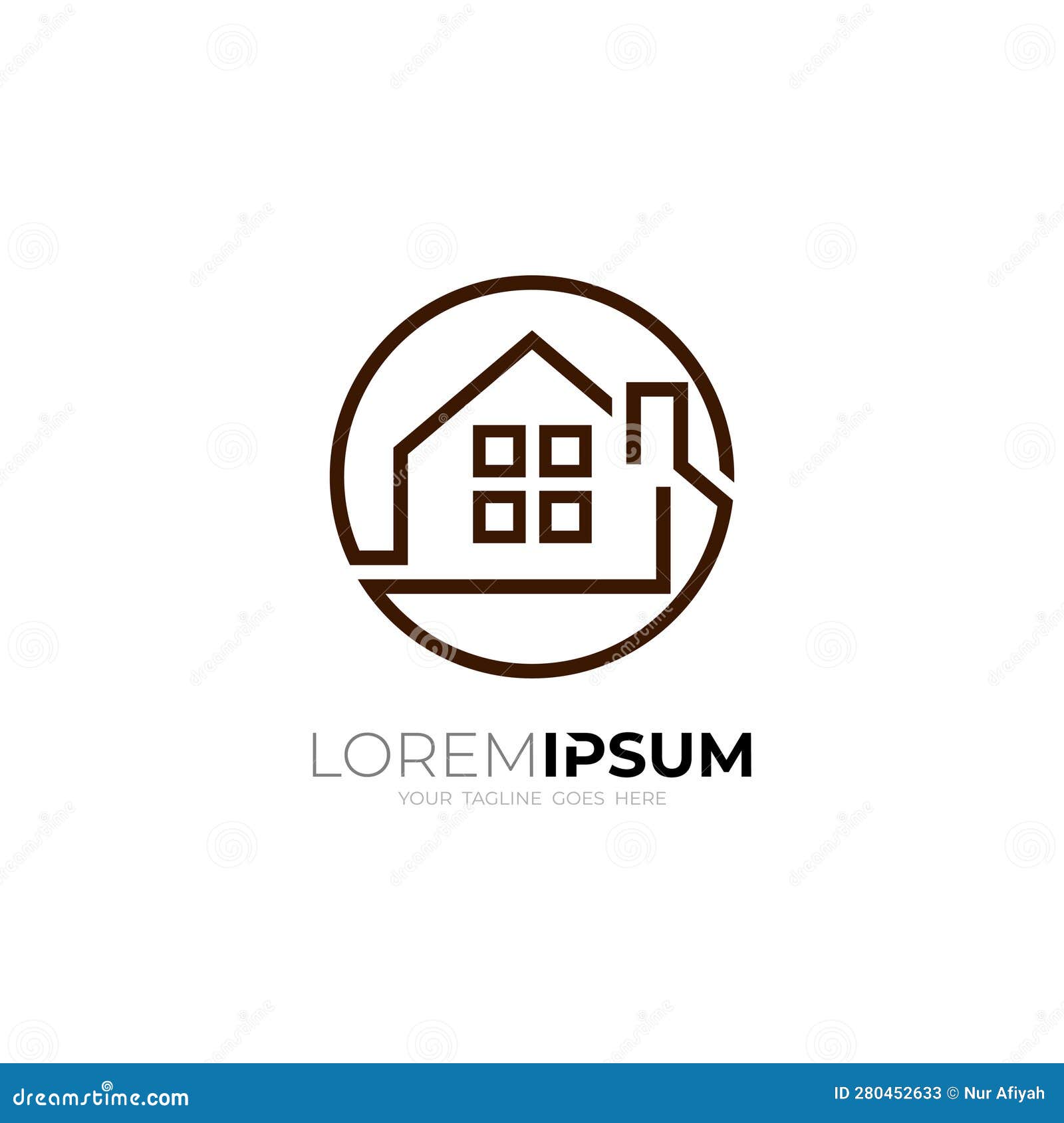 Real Estate Logo with Circle Design, Line Style Stock Vector ...