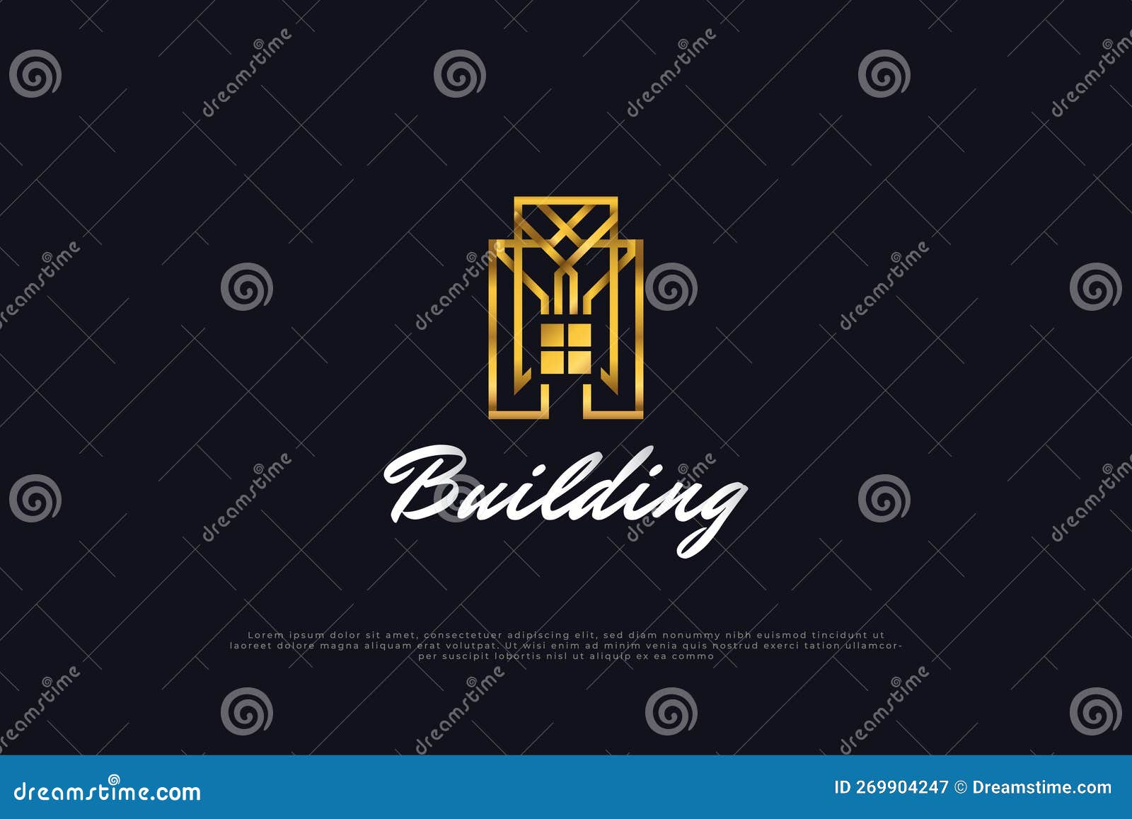 Real Estate Logo Design with Line Style in Gold Gradient. Construction ...