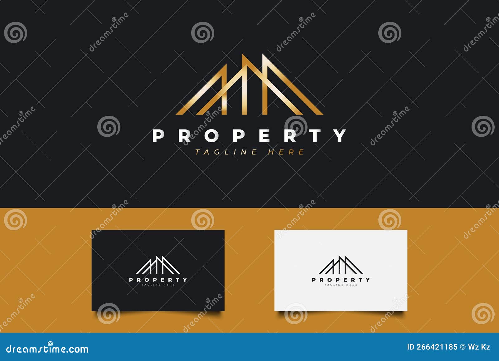 Real Estate Logo in Gold Gradient with Line Style Stock Vector ...