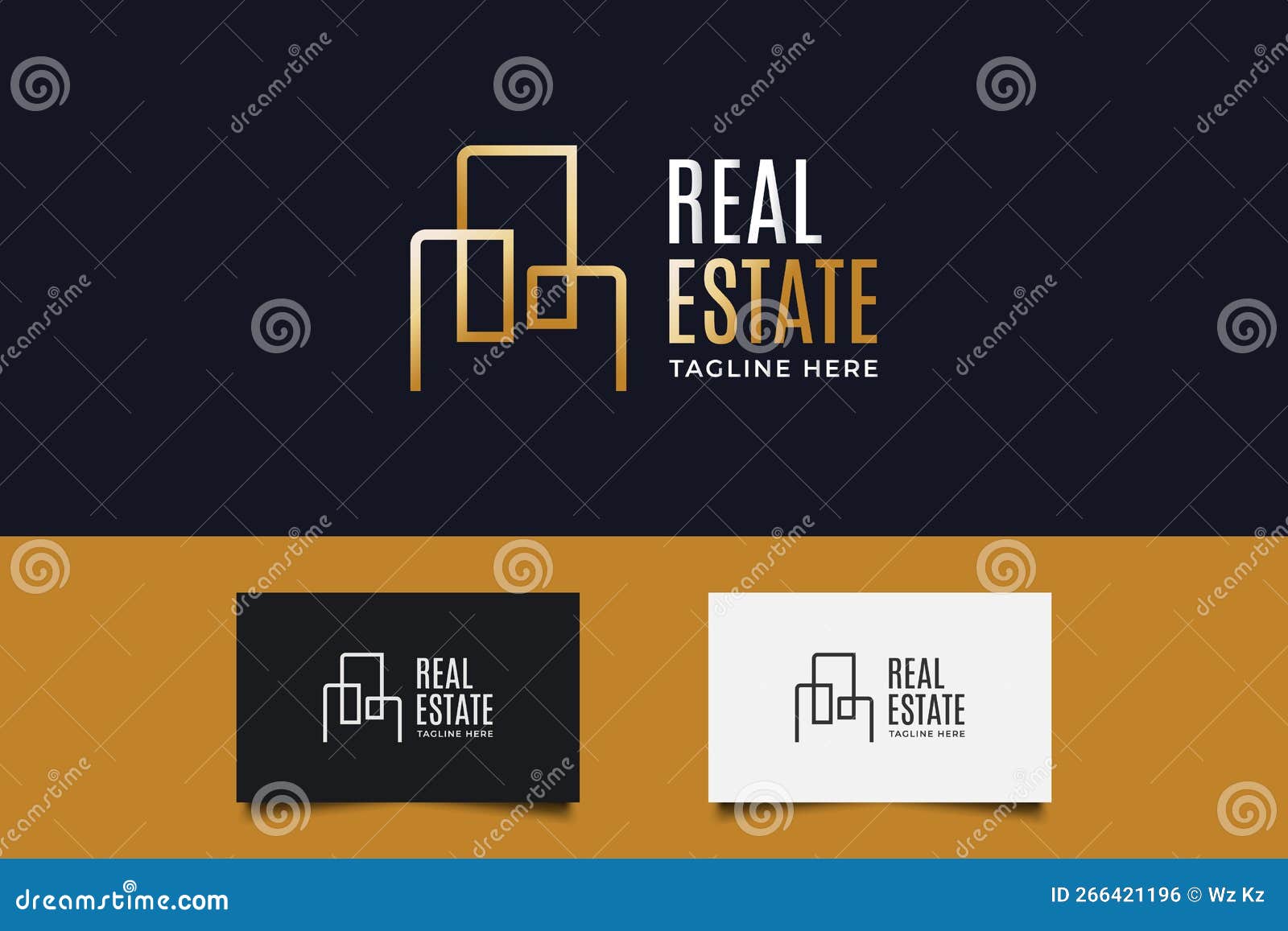 Real Estate Logo in Gold Gradient with Line Style Stock Vector ...