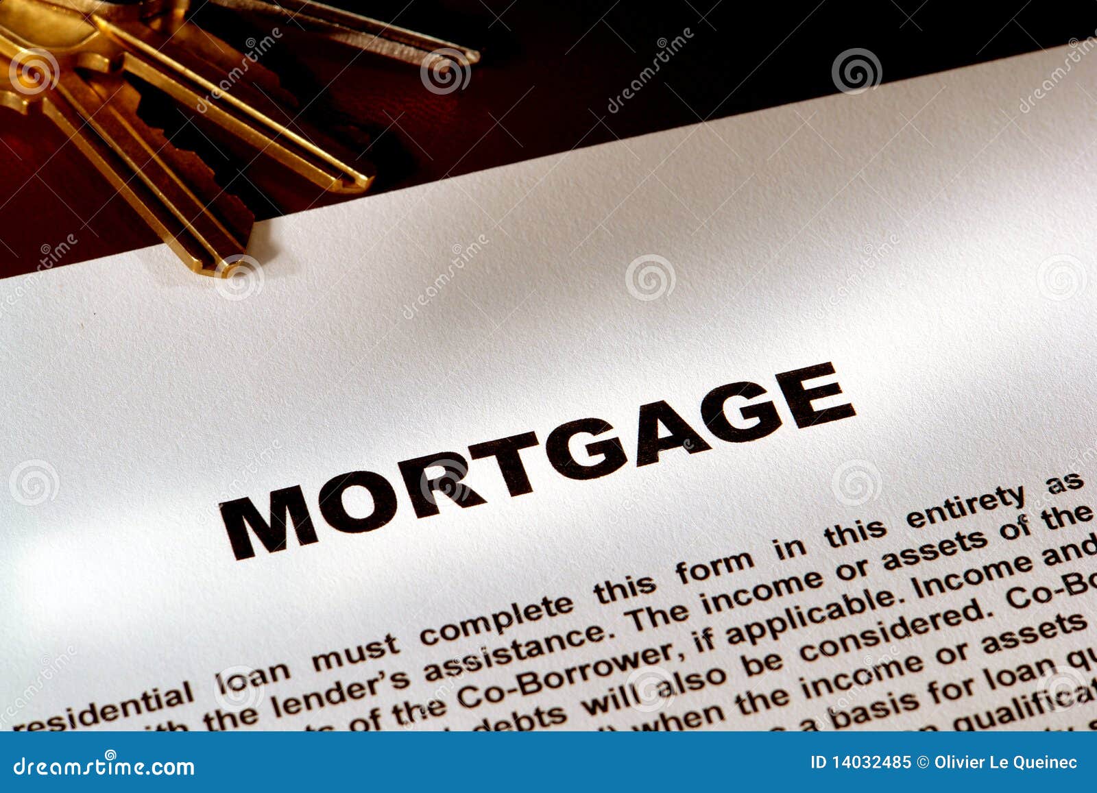 Real Estate Mortgage Document and Keys Stock Image - Image of ...