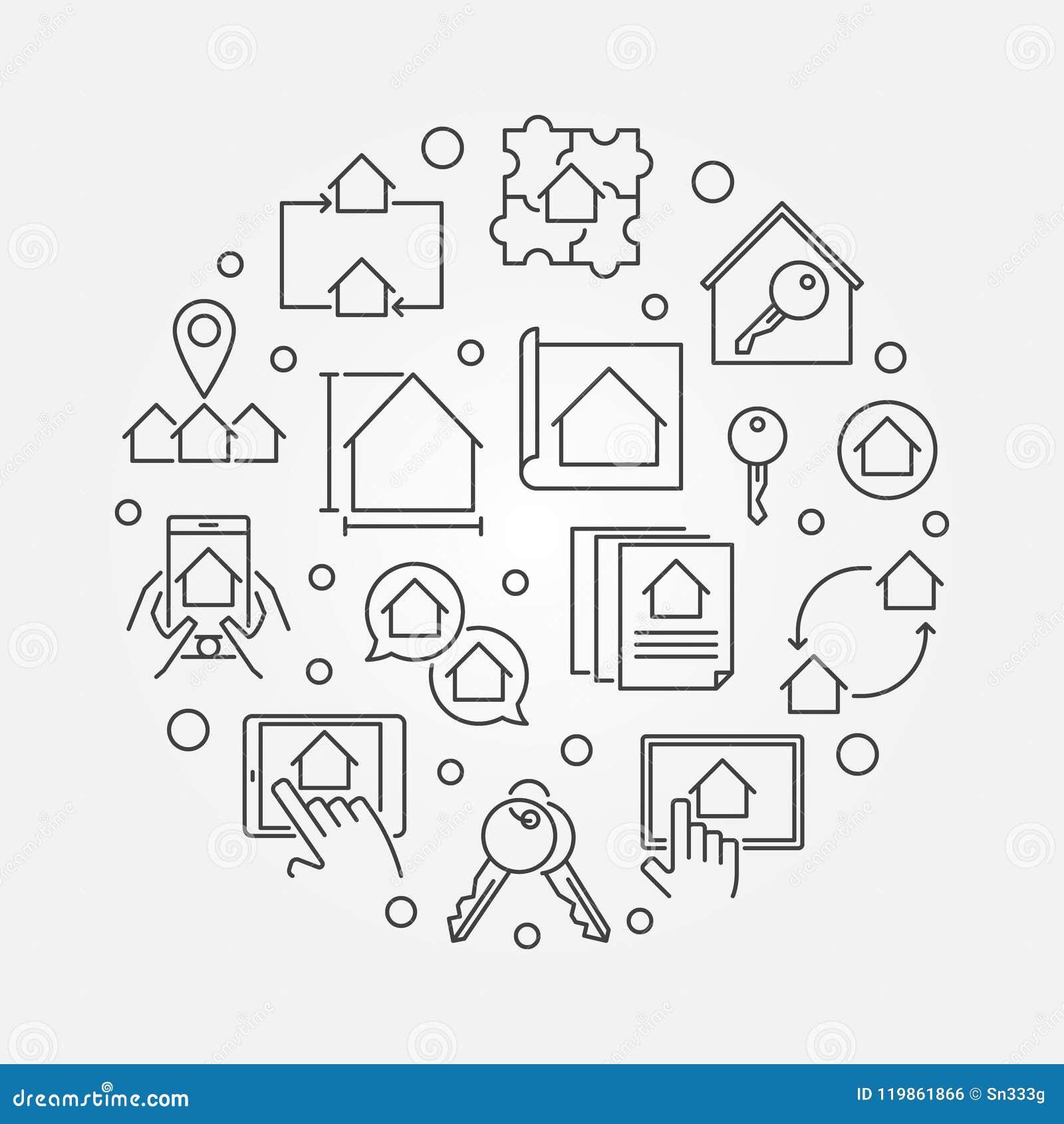 Real Estate Outline Vector Circular Illustration Stock Vector ...