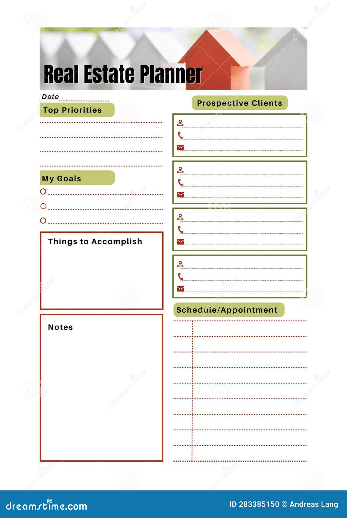 Real Estate Planner Digital Planning Insert Sheet Printable Page ...