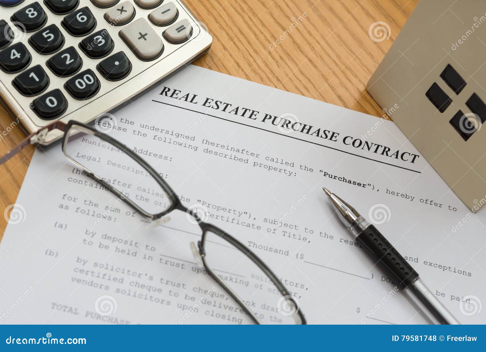 Real Estate Purchase Contact with an Architectural Model a C Stock ...