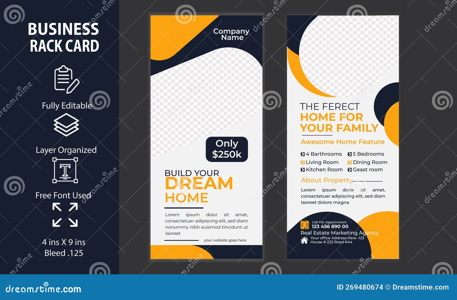 Real Estate Rack Card Dl Flyer Template Design Stock Photo - Image of ...
