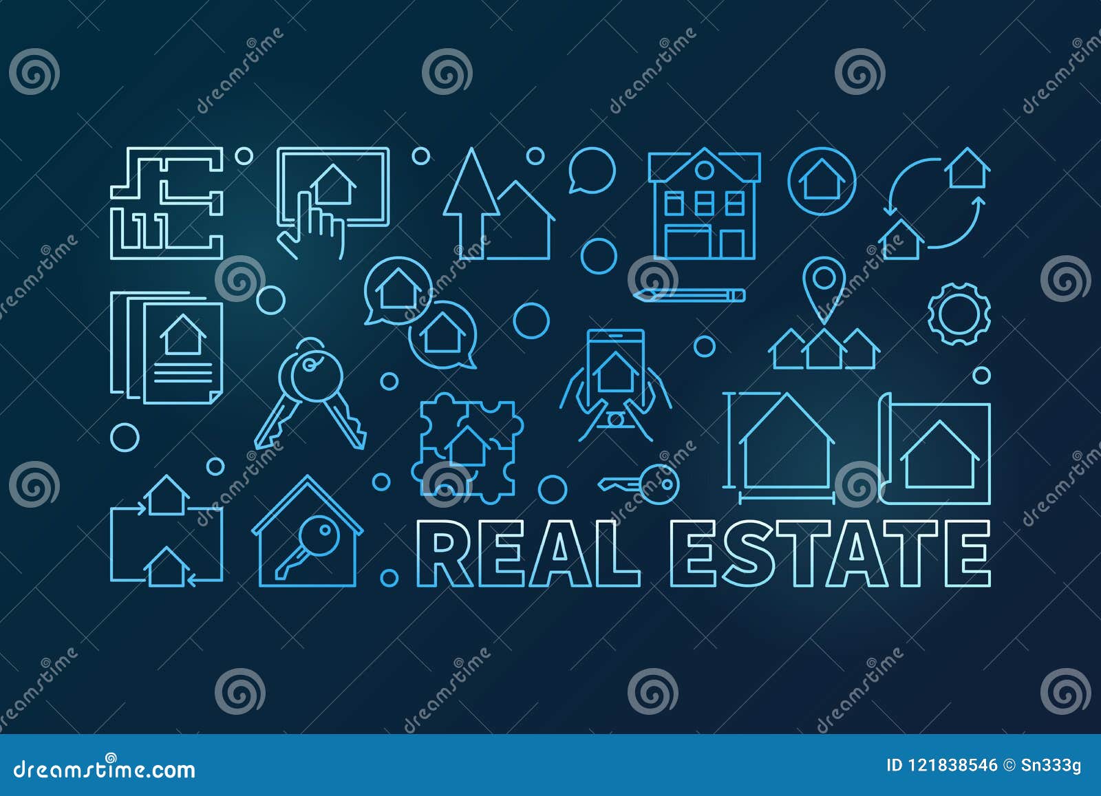 Real Estate Resume El Ejemplo Horizontal Azul Del Vector Ilustración ...