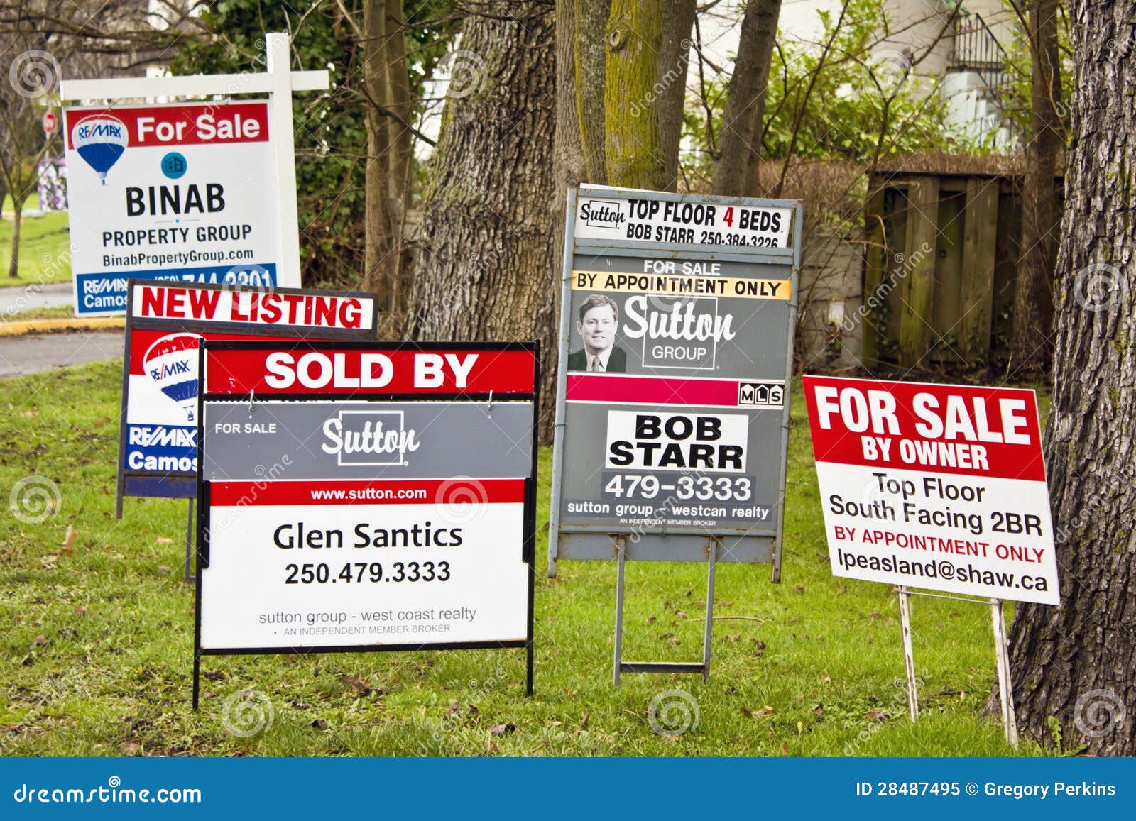Real Estate for Sale Signs editorial image. Image of economic - 28487495