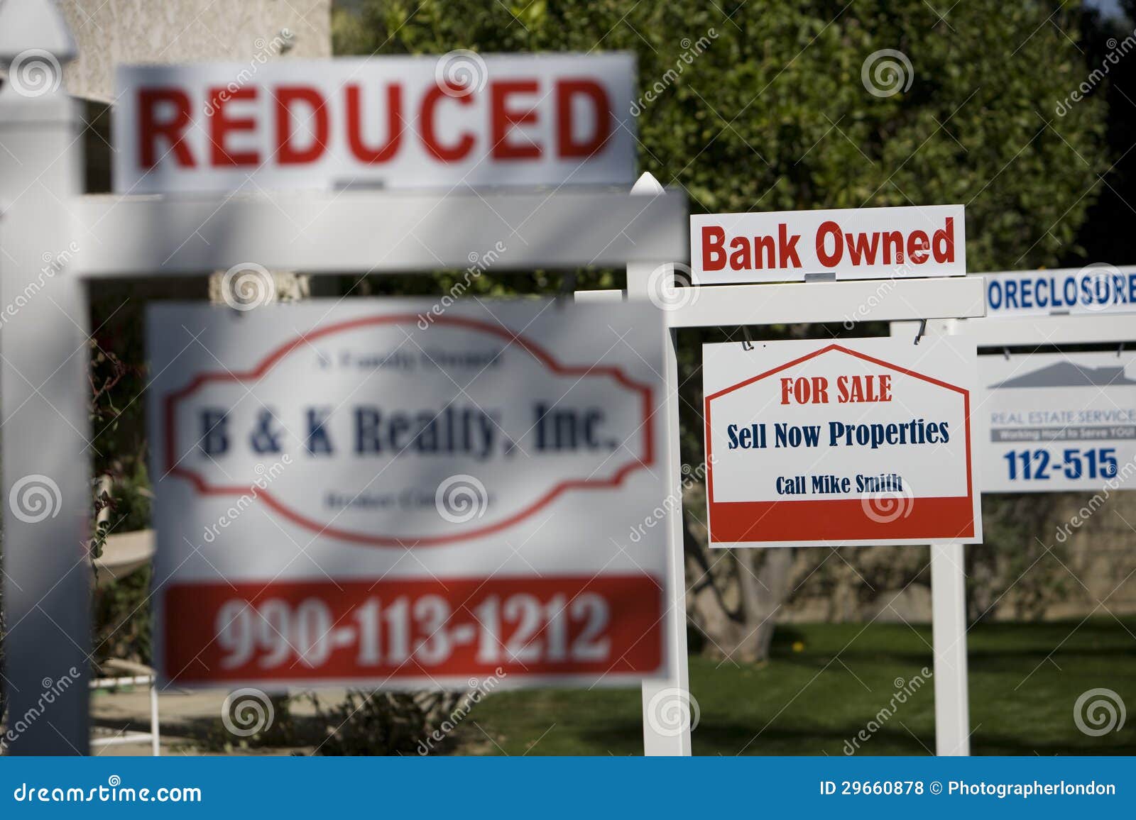Real Estate Signs at Foreclosed Property Editorial Stock Photo - Image ...
