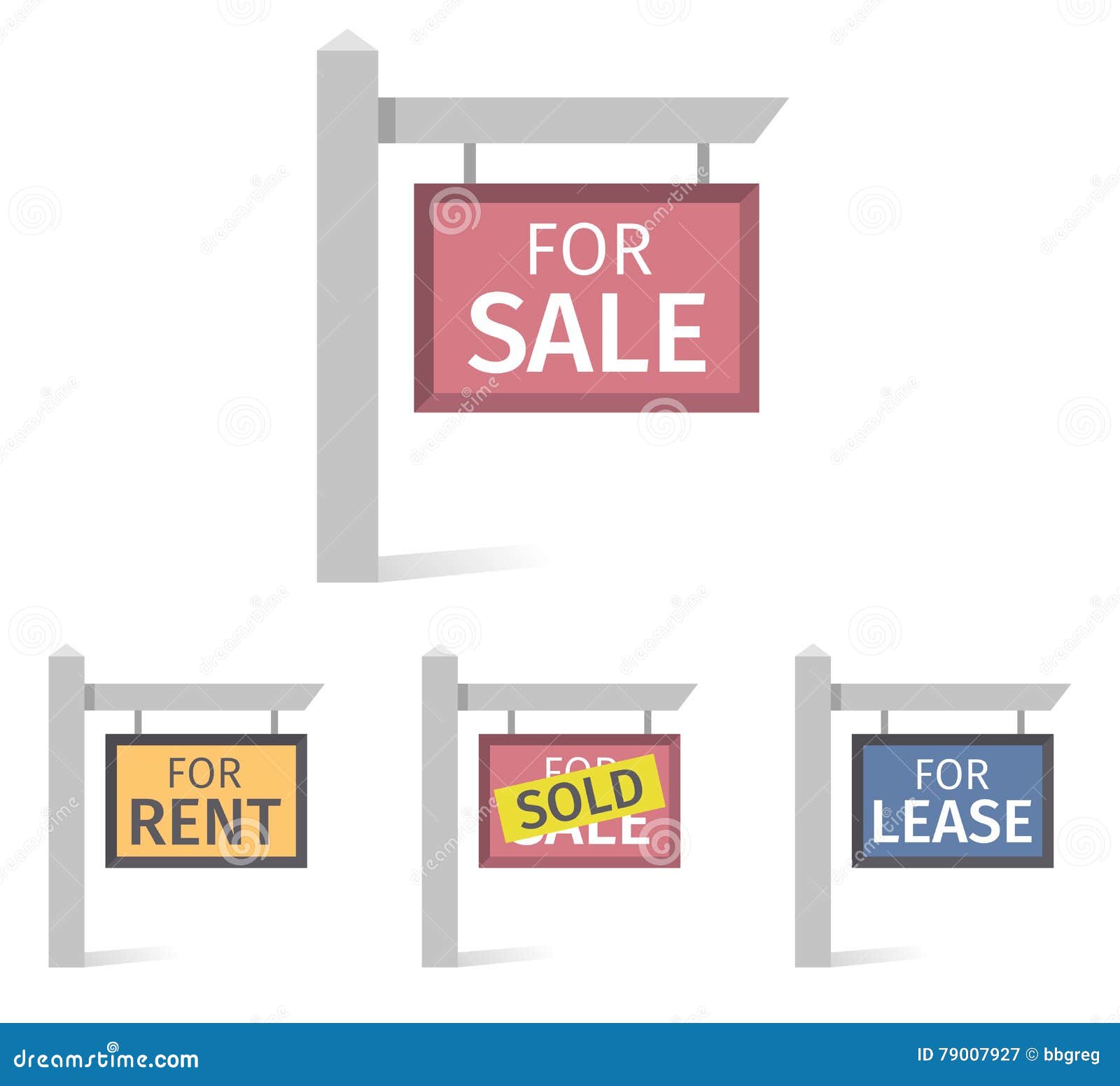 Real Estate Signs, Plate on the Pole. Stock Illustration - Illustration ...