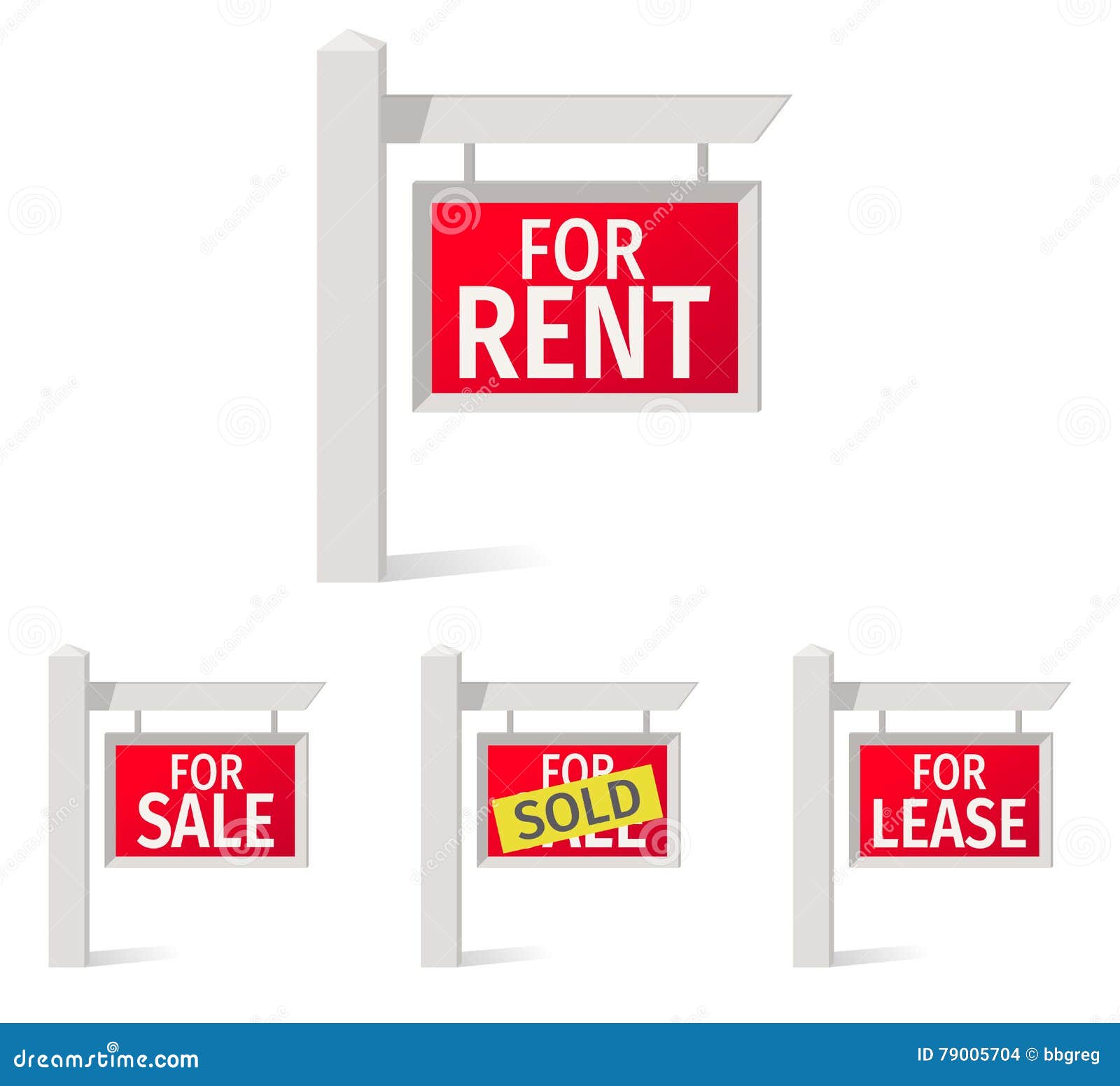 Real Estate Signs, Red Plate on the Pole. Stock Illustration ...