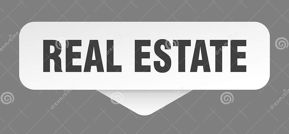 Real Estate Sticker. Real Estate Sign Isolated on Gray Background Stock ...
