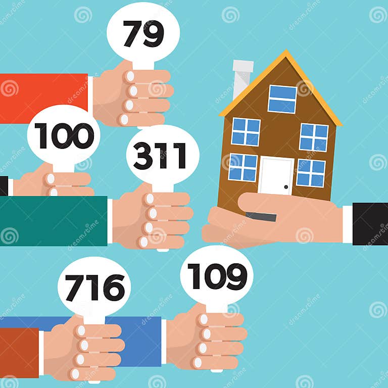 Real Estate Subasta Vector Conceptual Ilustración del Vector ...