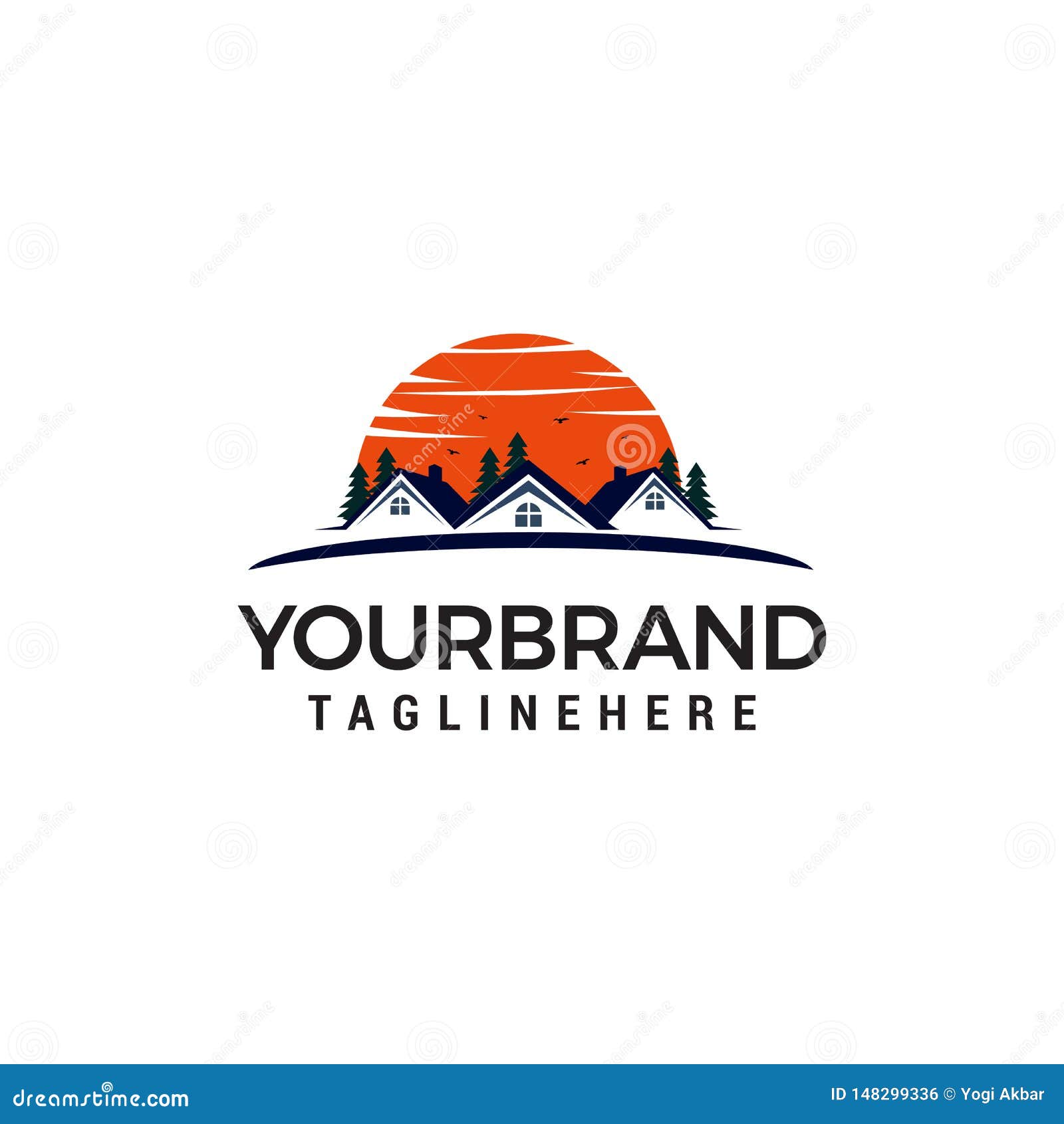 Real Estate with Sun Logo Design Concept Template Stock Vector ...