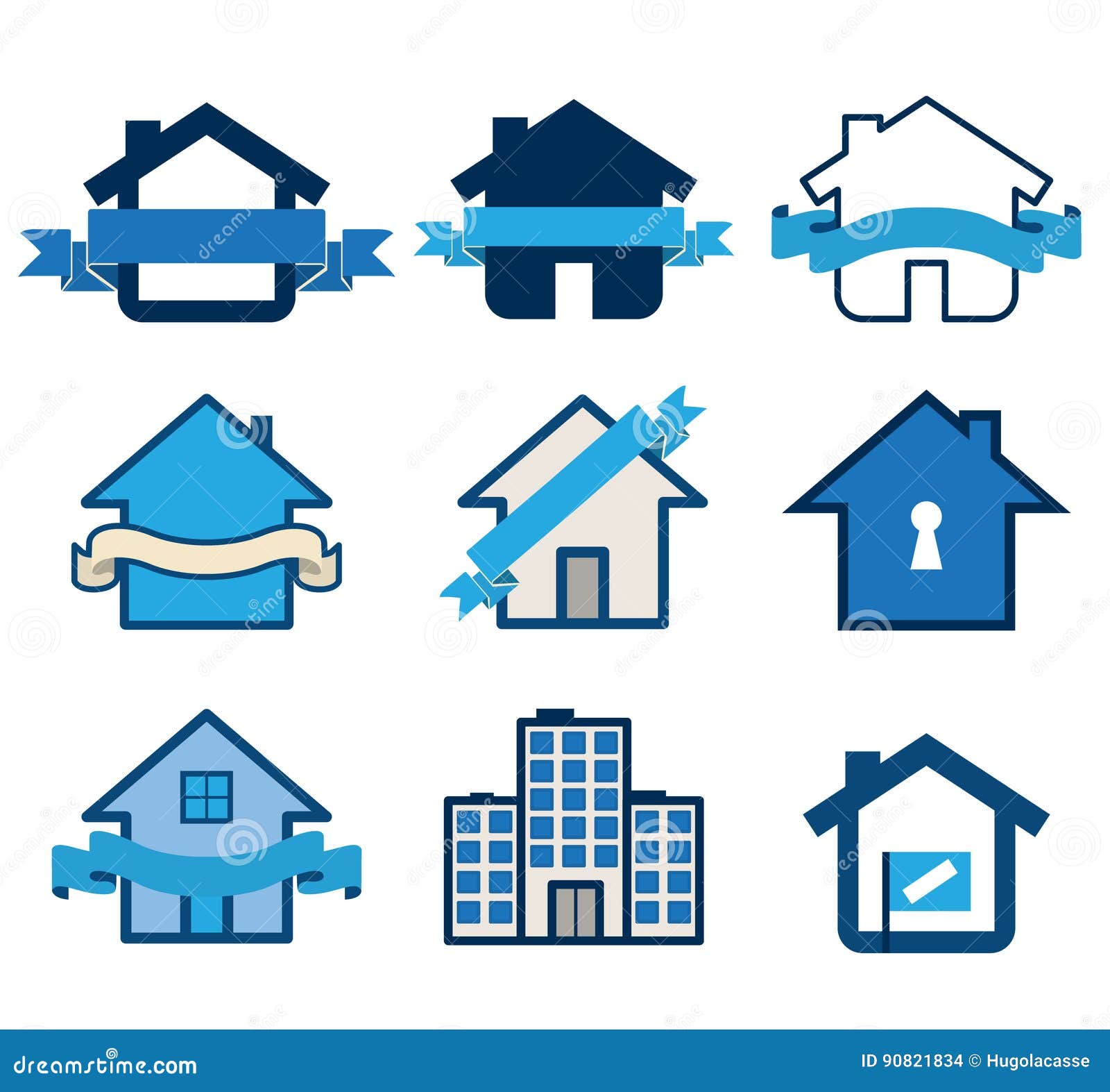Real Estate Symbol House Logos Stock Vector - Illustration of blue ...