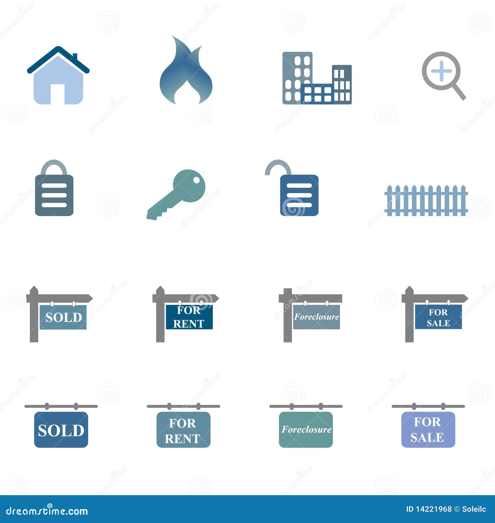 Real Estate Symbols Icon Set Stock Vector - Illustration of flame ...