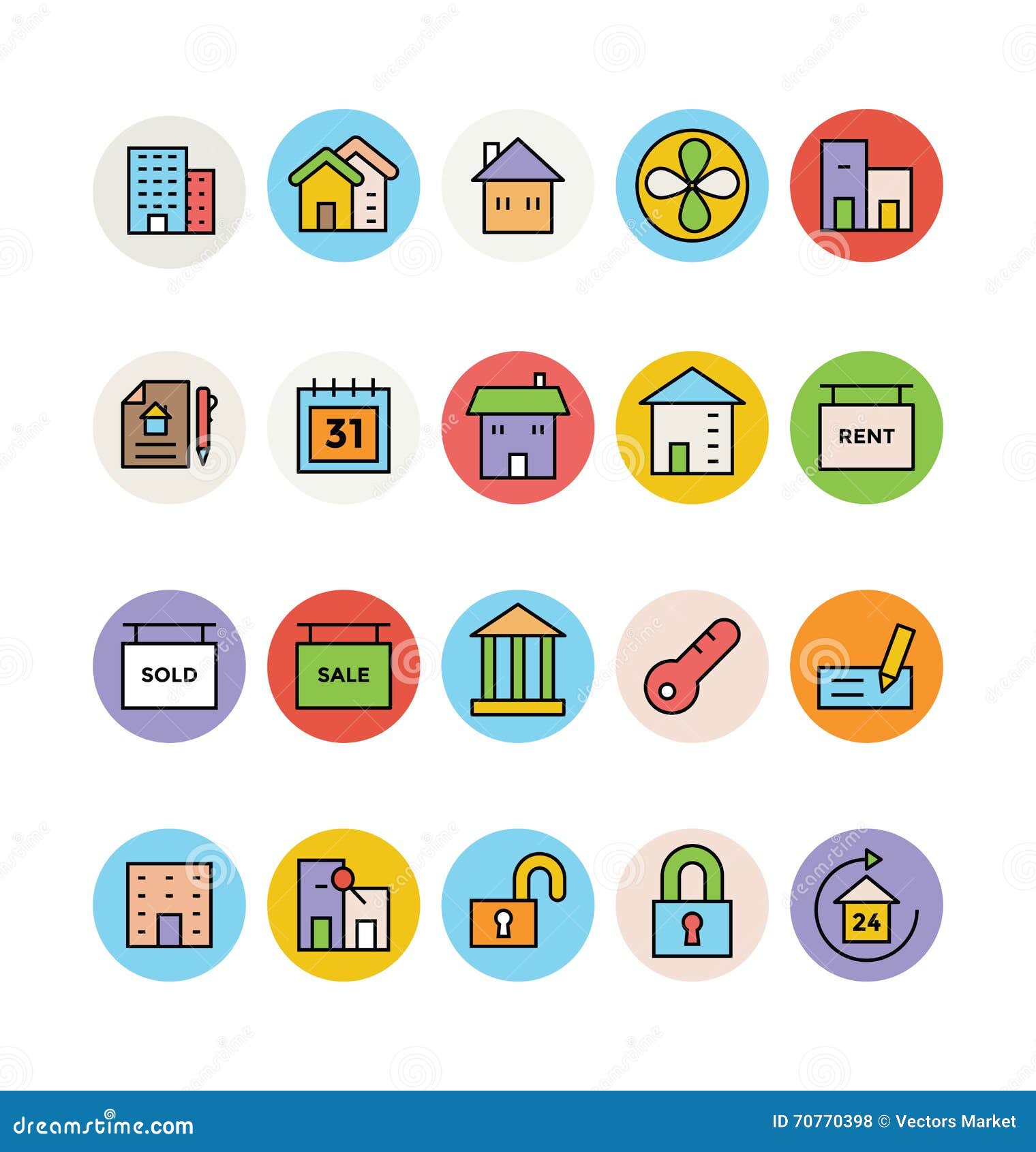 Real Estate Vector Los Iconos 3 Stock de ilustración - Ilustración de ...