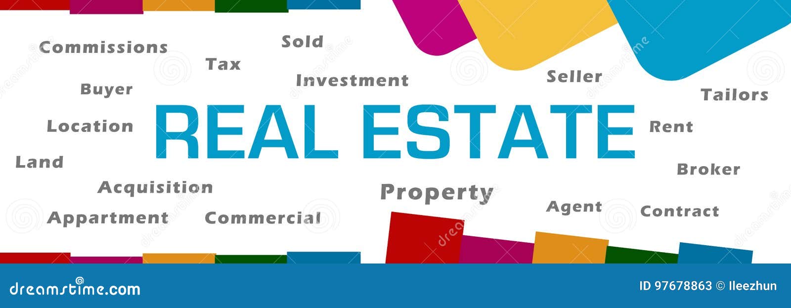 Real Estate Word Cloud Abstract Colorful Background Stock Illustration ...