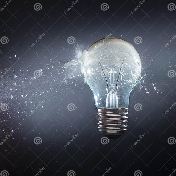 Real exploding light bulb stock image. Image of abstract - 141073879