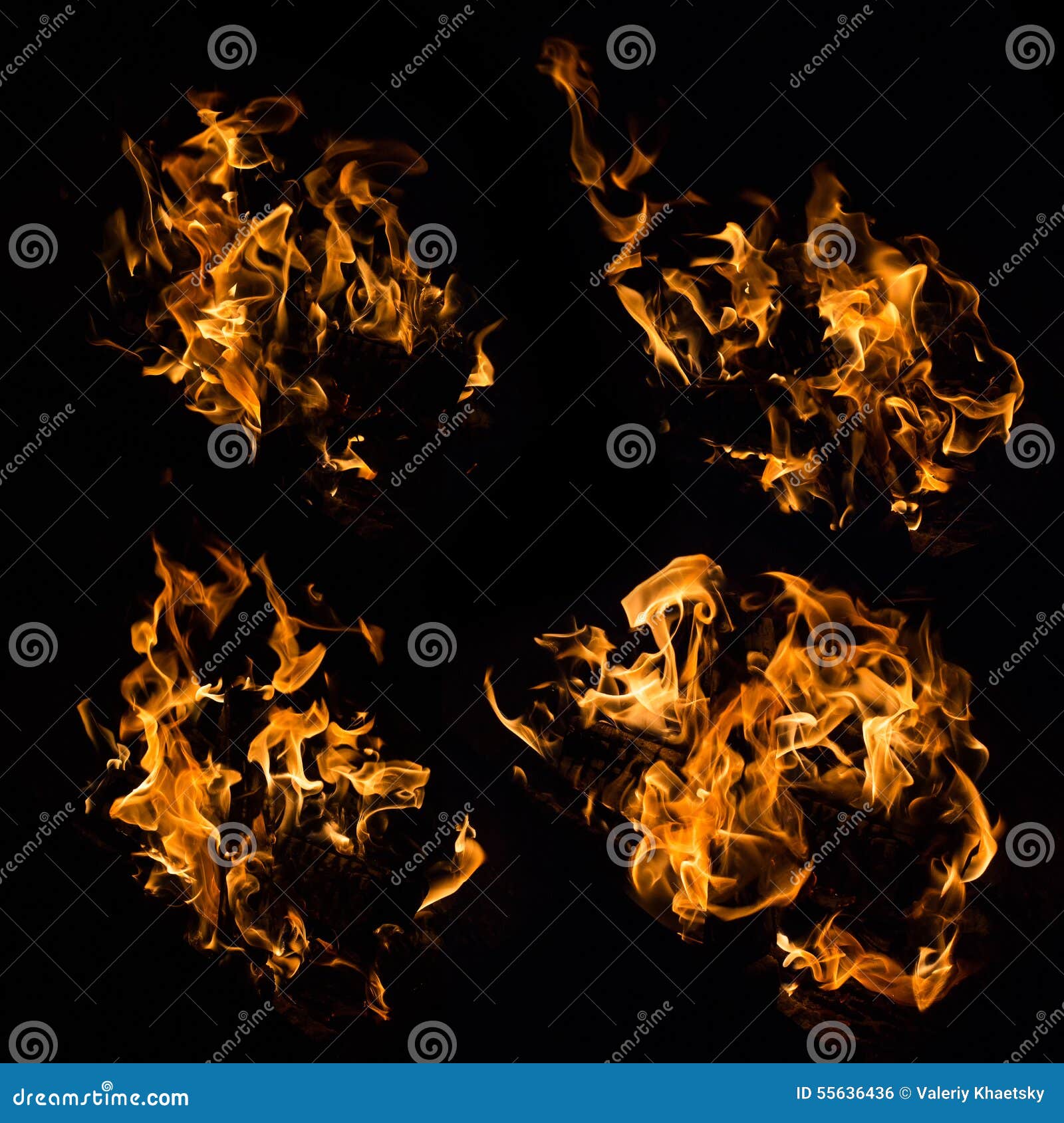 Real Fire Flames Samples Isolated on Black Stock Photo - Image of ashes ...