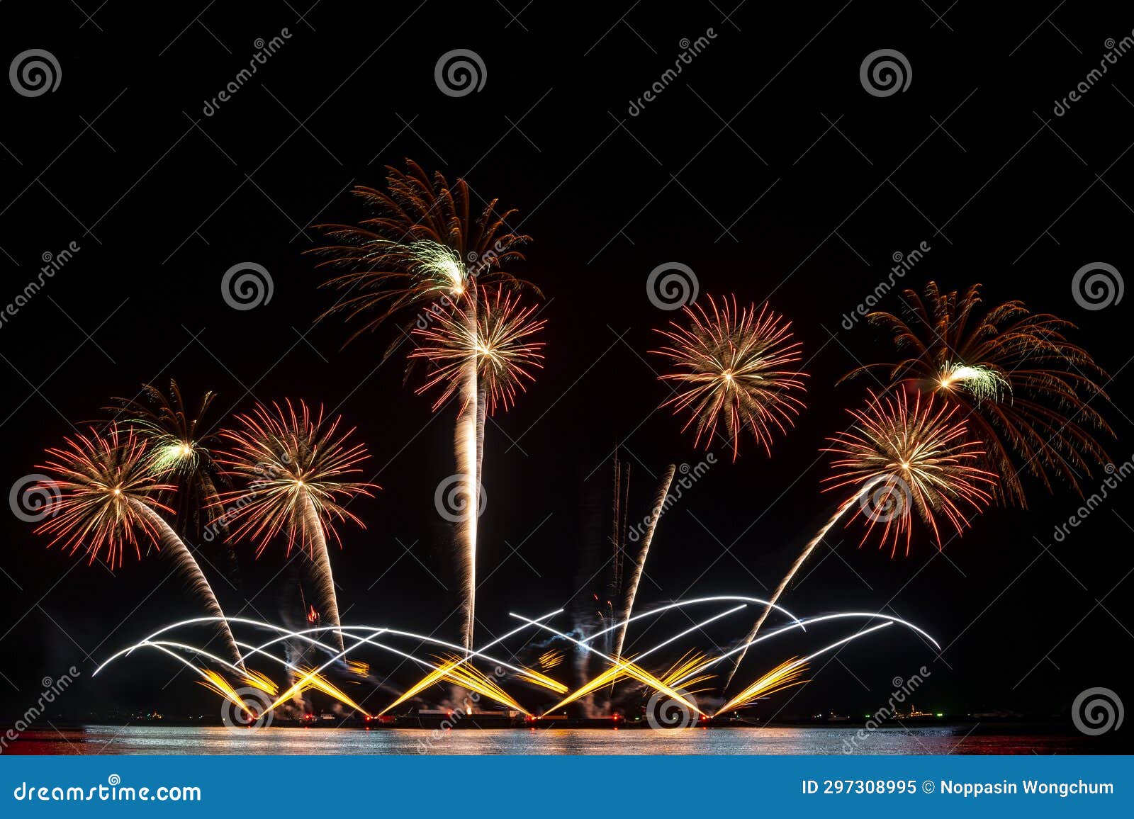 Celebration Colorful Firework On Pattern On Sky Background Concept For ...