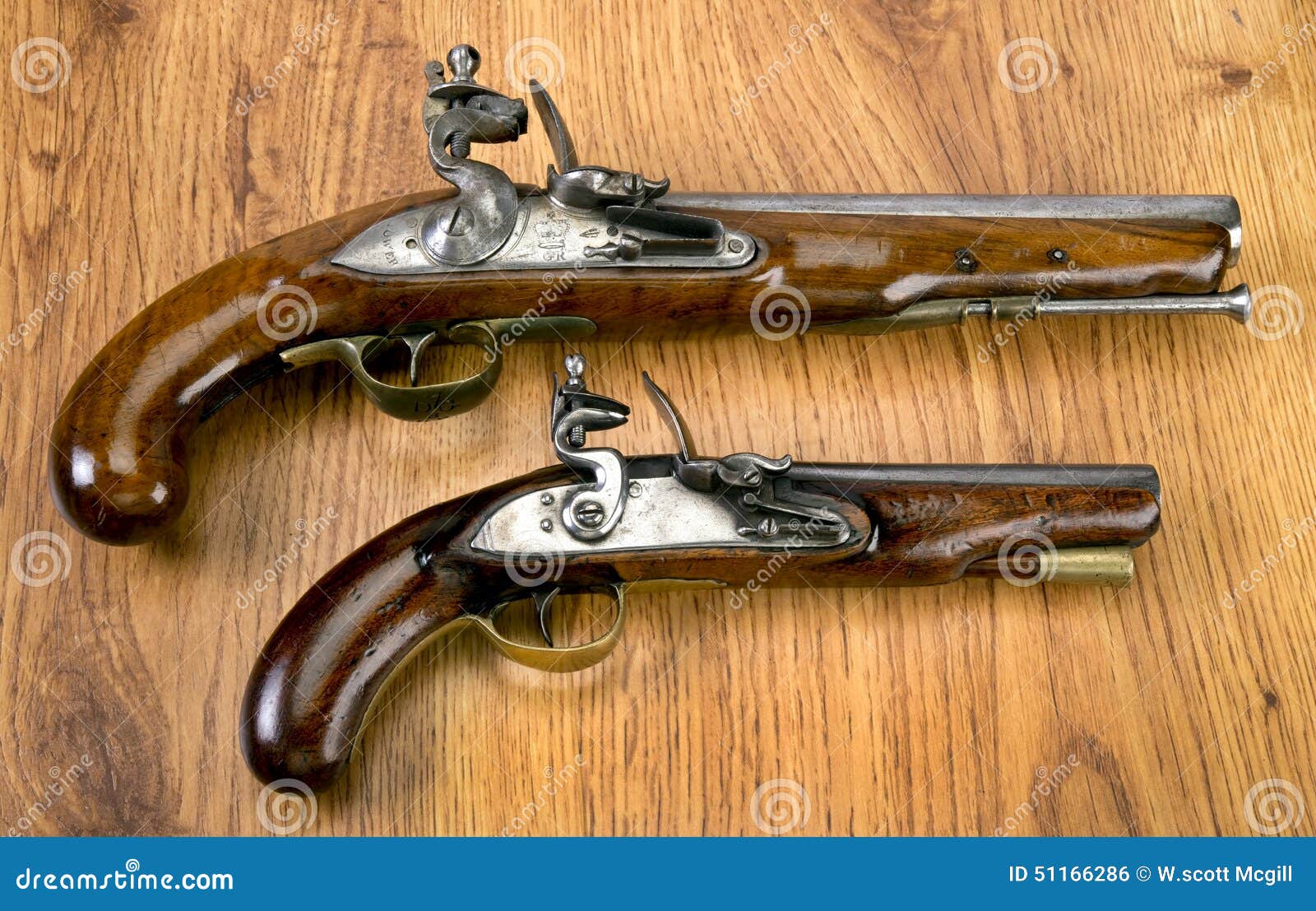 Real Flintlock Pistols. stock photo. Image of brass, pirate - 51166286
