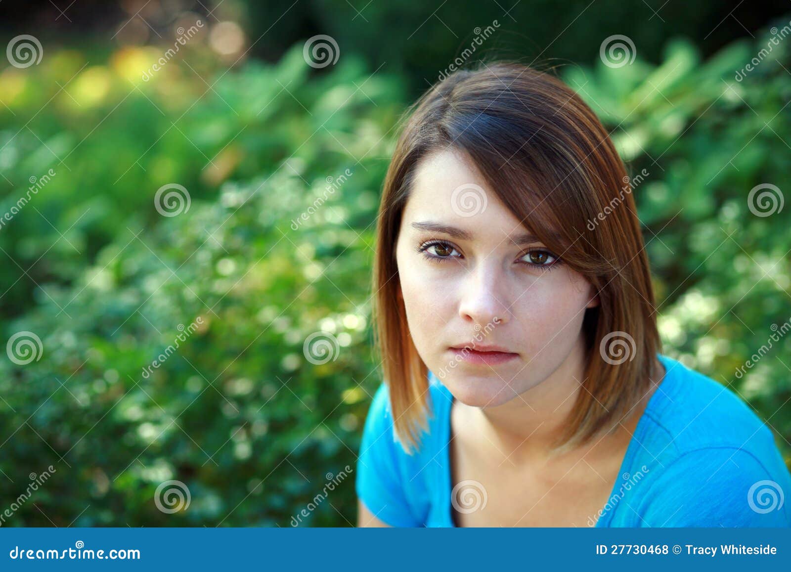 Real Girl with Serious Expression Stock Photo - Image of headshot ...