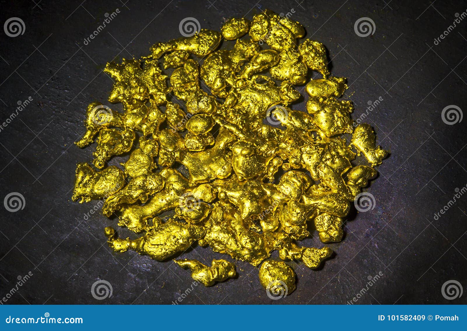 Real Golden Nuggets on Black Background. Stock Image - Image of metal ...