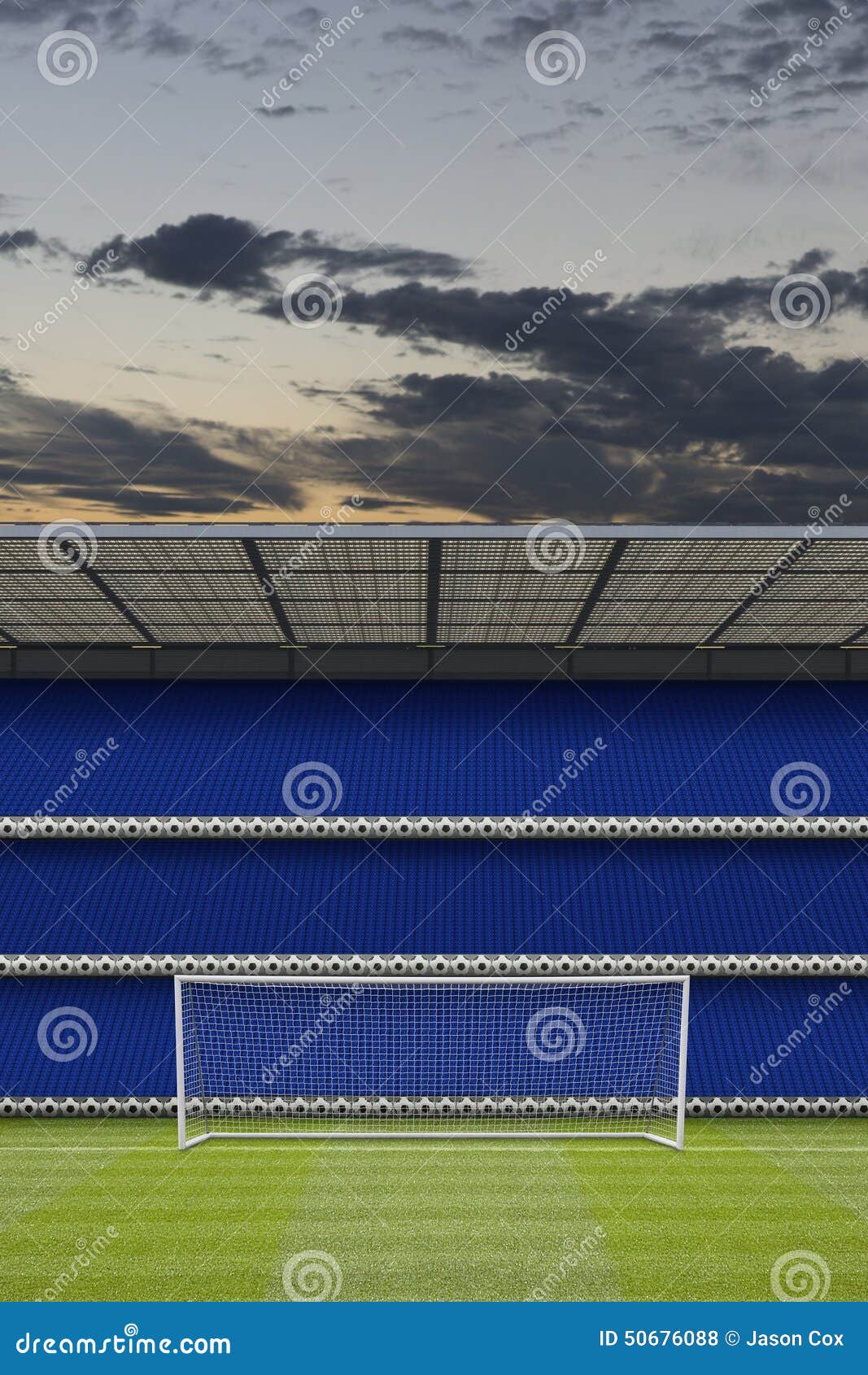 Real Grass,football Goal Posts with a Digital Stadium Stock ...